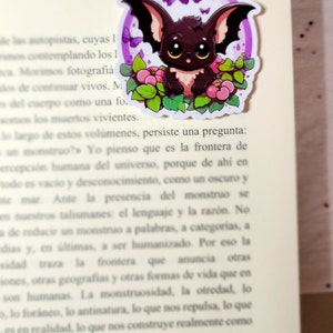 Halloween Themed Magnetic Bookmark. Baby Bat With Butterflies. Book ...