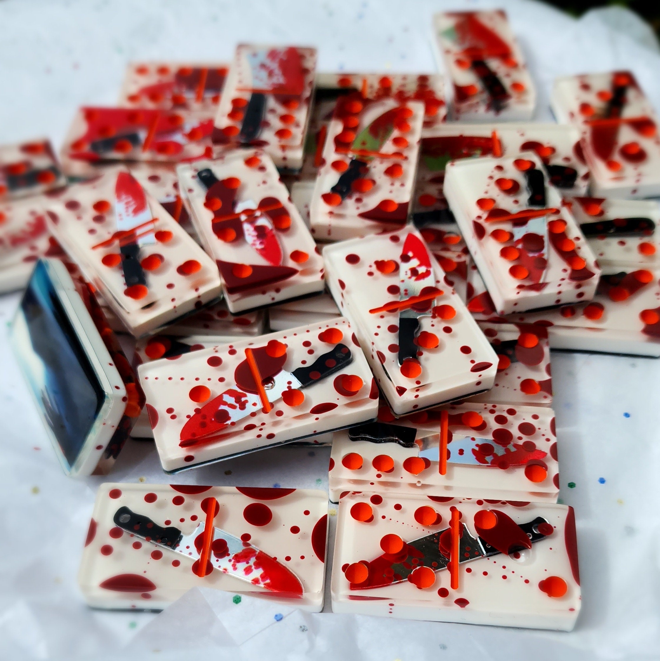 Blood Spatter Dominoes Set, Horror Slasher Theme, Resin Game - Etsy