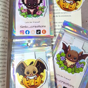 Halloween Themed Magnetic Bookmark. Baby Bat With Butterflies. Book ...