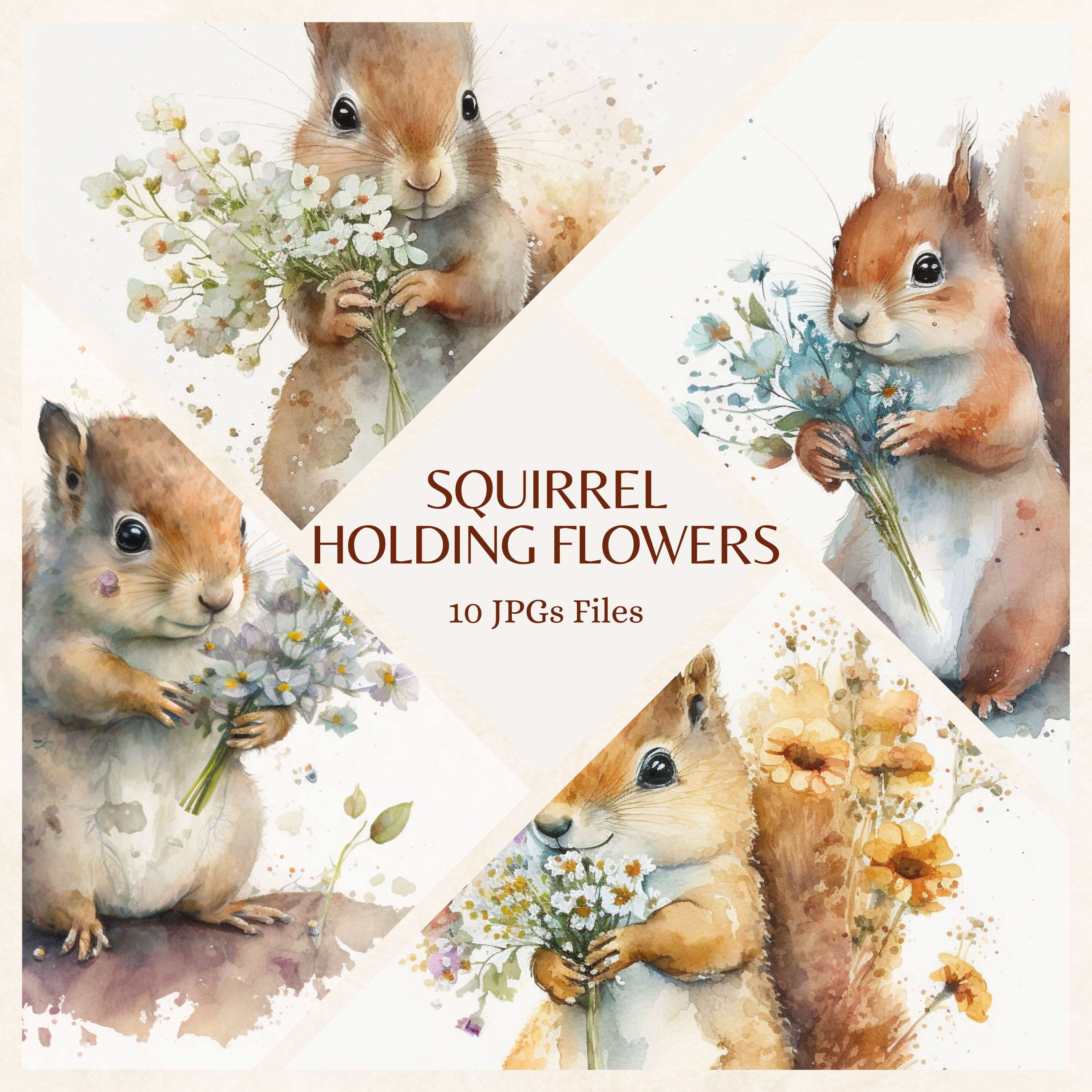 Squirrels Clipart Flowers Clipart Nursery Clipart Children Spring ...