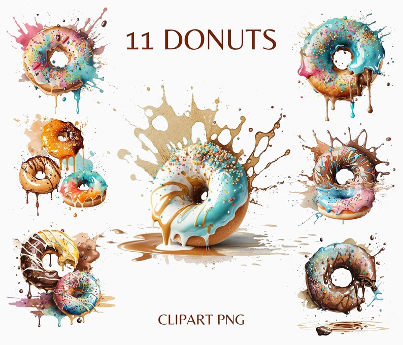 Donuts Clipart Food Illustration Clipart Bundle Cute Small - Etsy