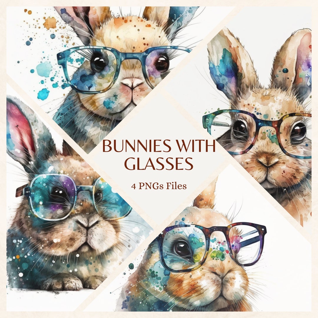 Bunnies Clipart Cute Bunny in Glasses Nursery Spring Clipart Children ...