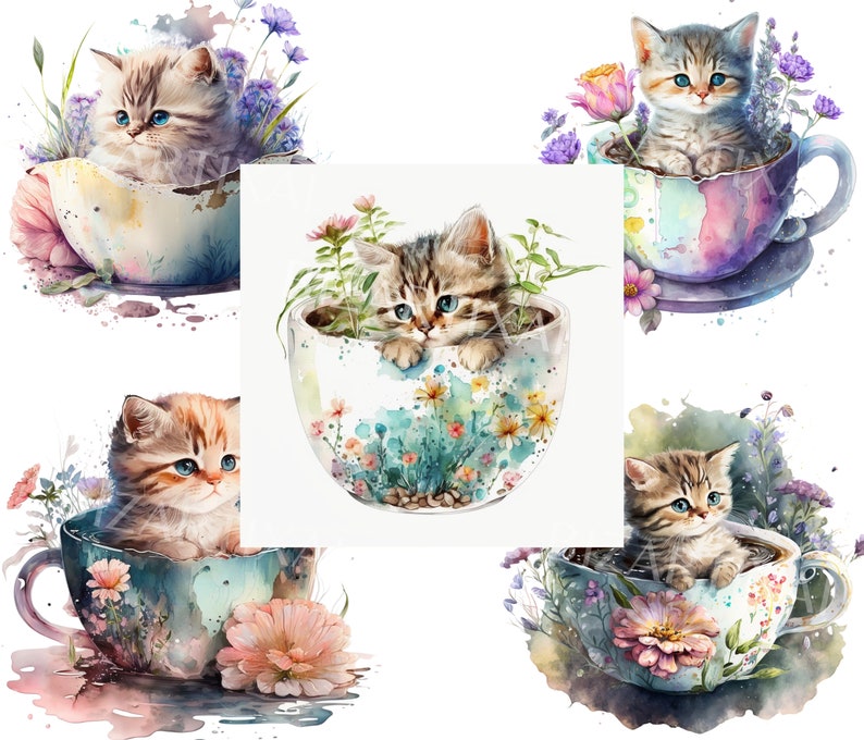 19 Kitten in a Cup Clipart, Kitten Clipart Pngs , Cat Clipart, Card ...