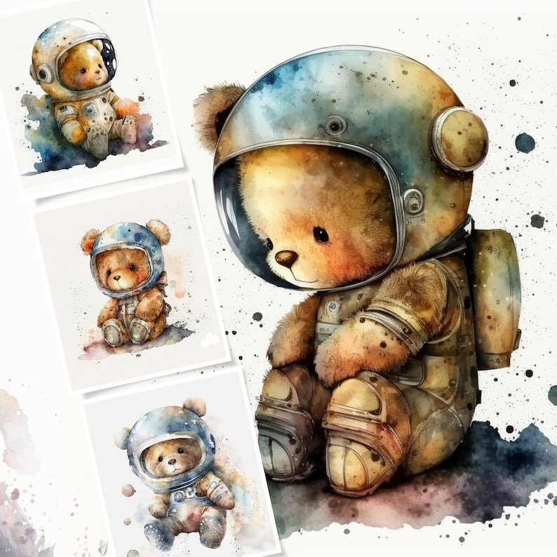 Astronaut Teddy Bear Clipartpack-teddy Bear Clipart-12 High - Etsy