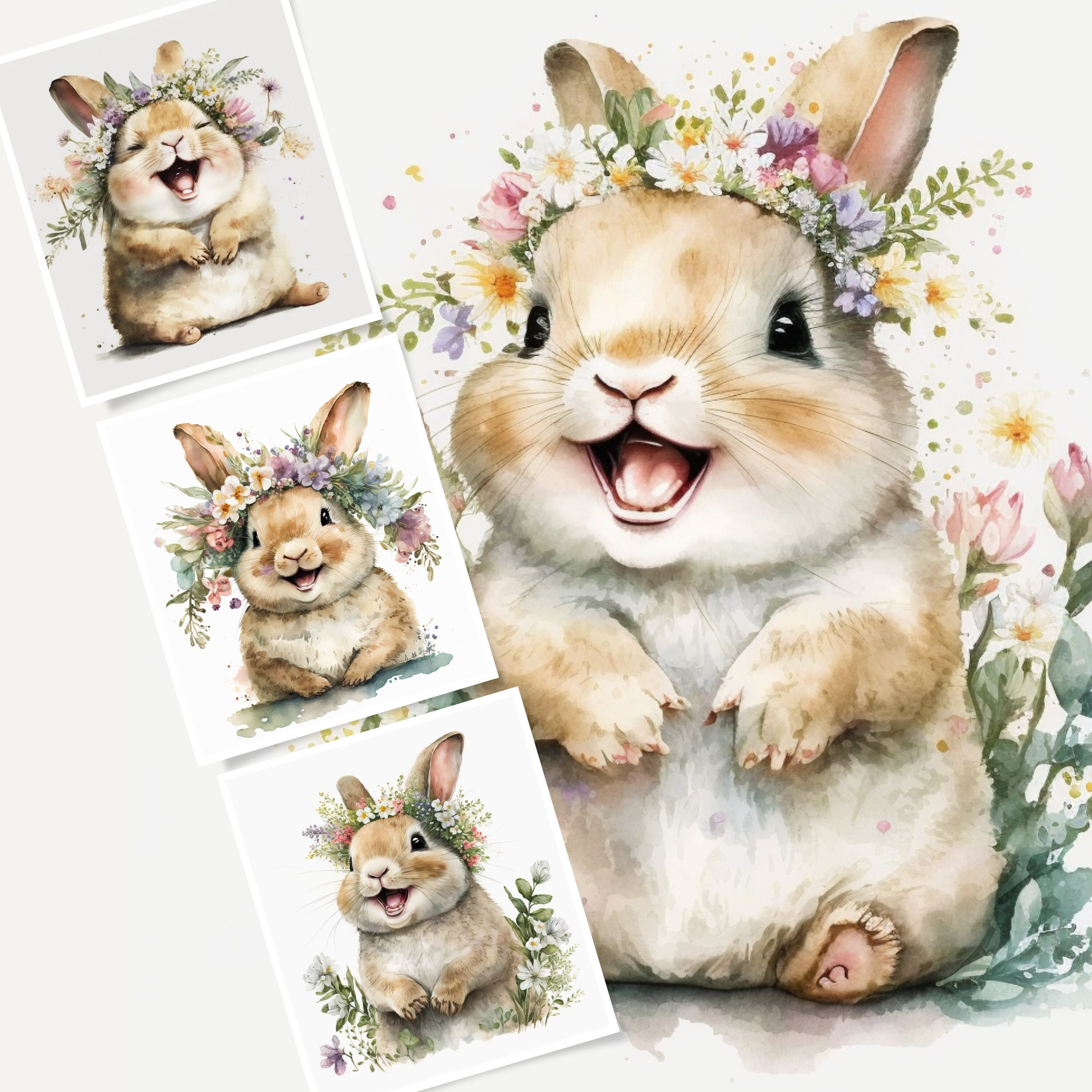 Bunnies Clipart Happy Bunny Nursery Spring Clipart - Etsy
