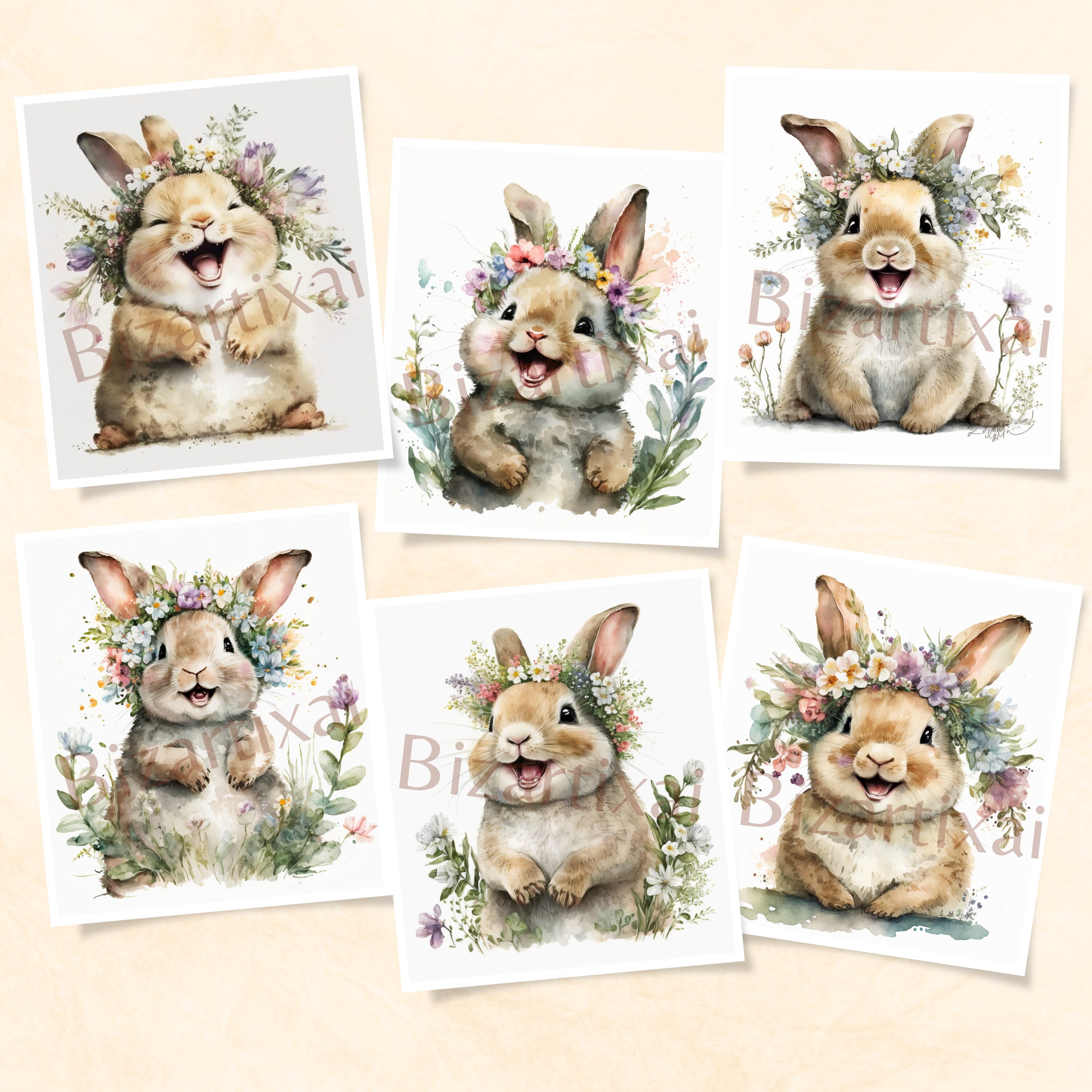 Bunnies Clipart Happy Bunny Nursery Spring Clipart - Etsy