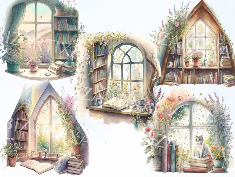 Book Clipartcozy Reading Corner PNG Bundlebookshelfbookcase - Etsy