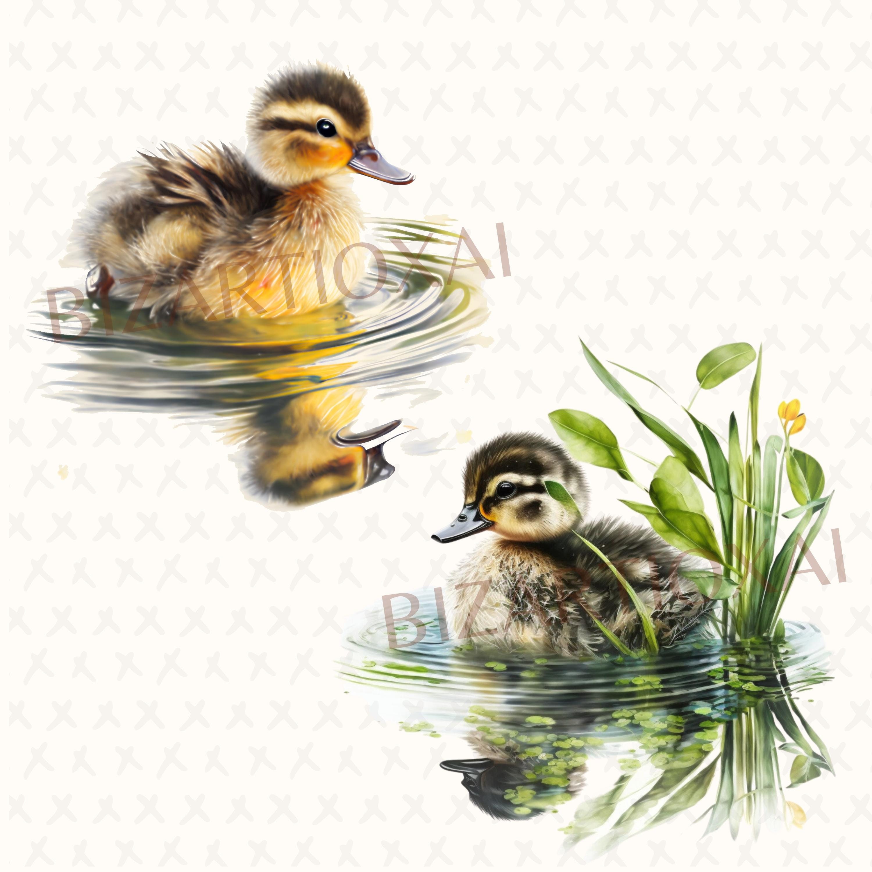 Cute Duckling Design Bundle, Spring Duckling Illustration Bundle, 8 ...