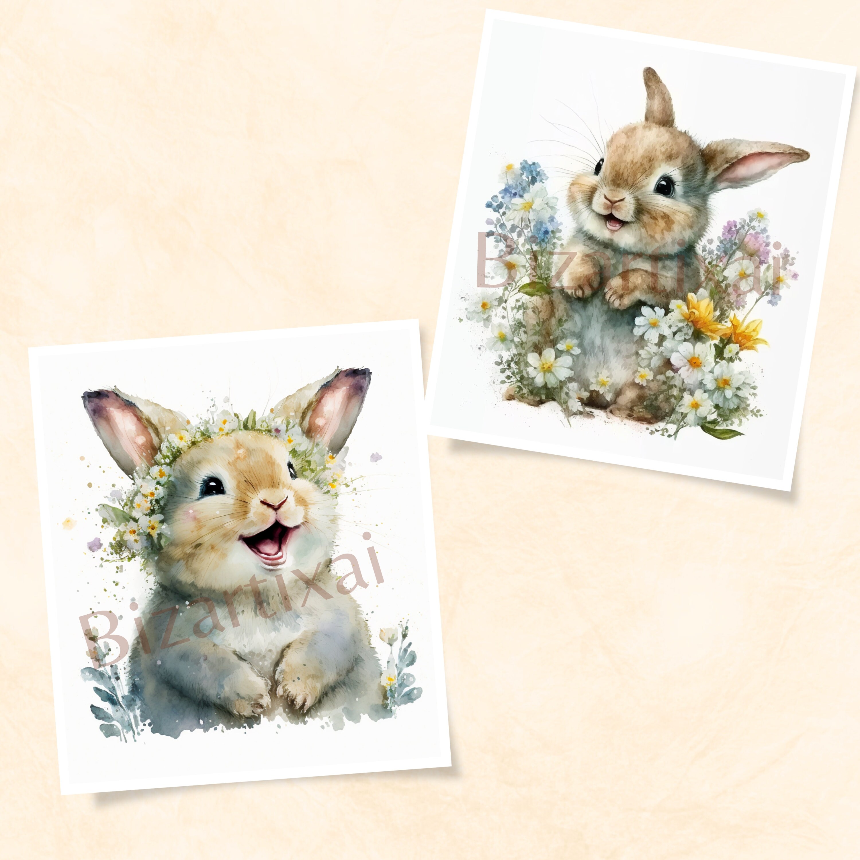 Bunnies Clipart Happy Bunny Nursery Spring Clipart - Etsy