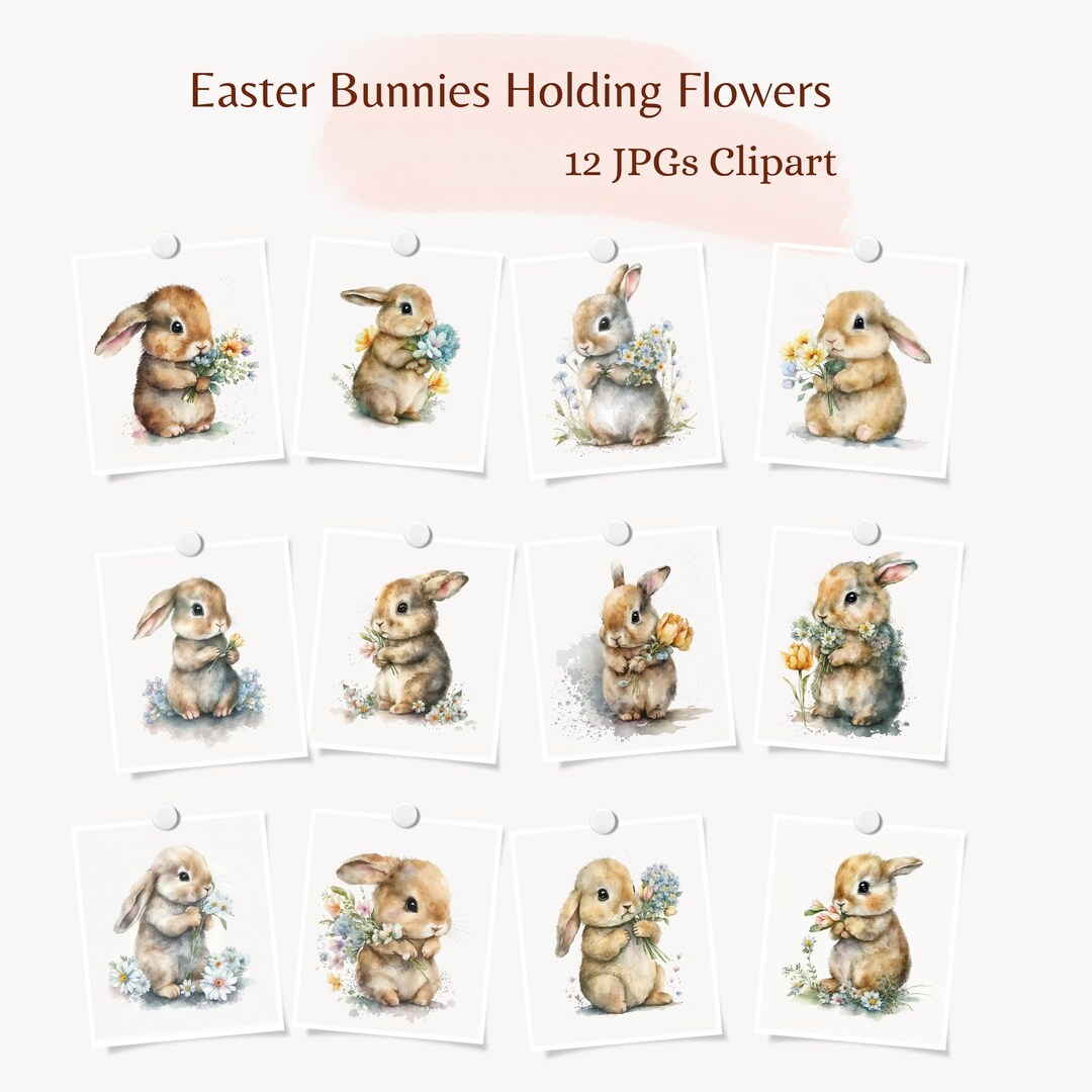 Bunnies Clipart-nursery Spring Clipart Children easter - Etsy