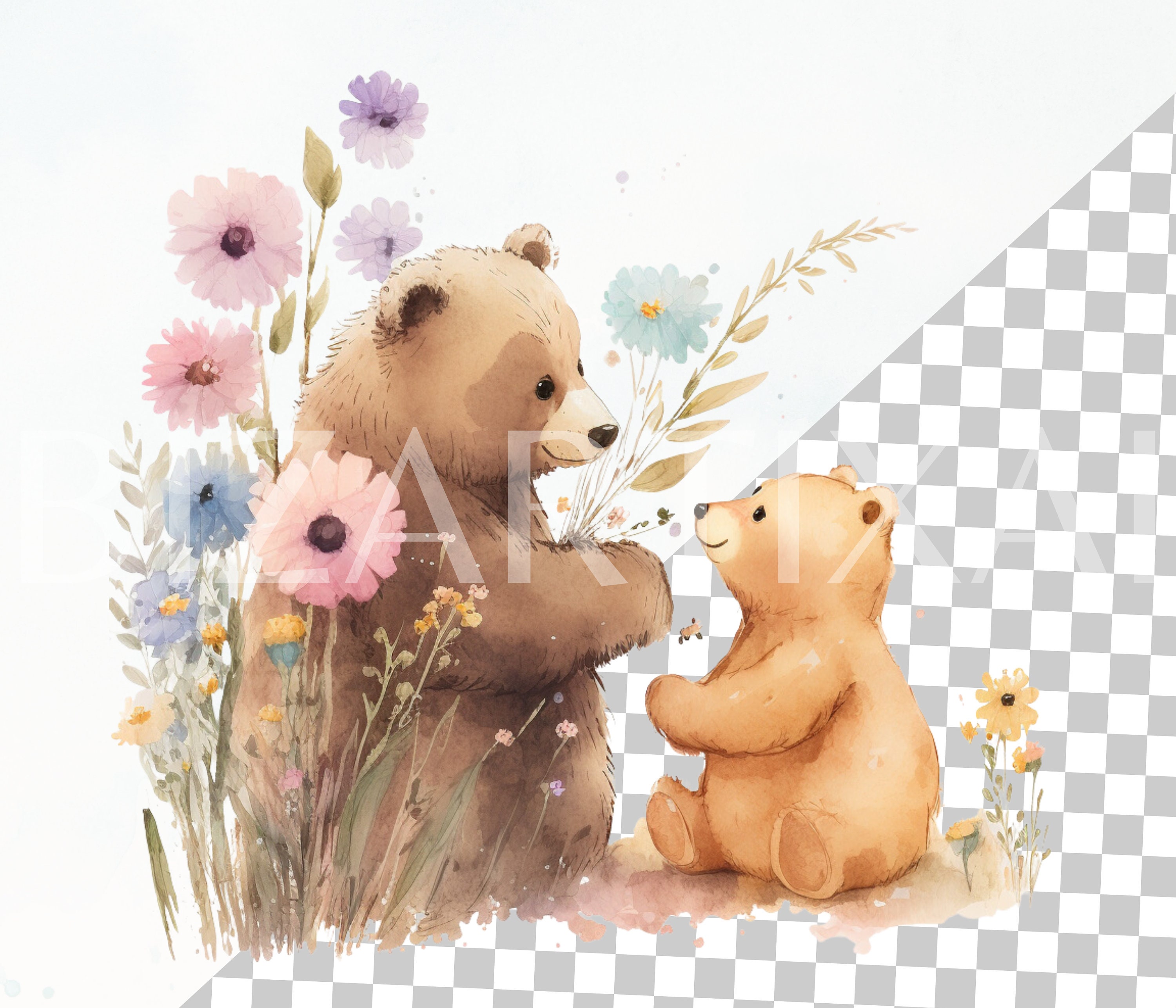 Watercolor Cute Mother and Baby Animals Clipart Clipart 3 High Quality ...