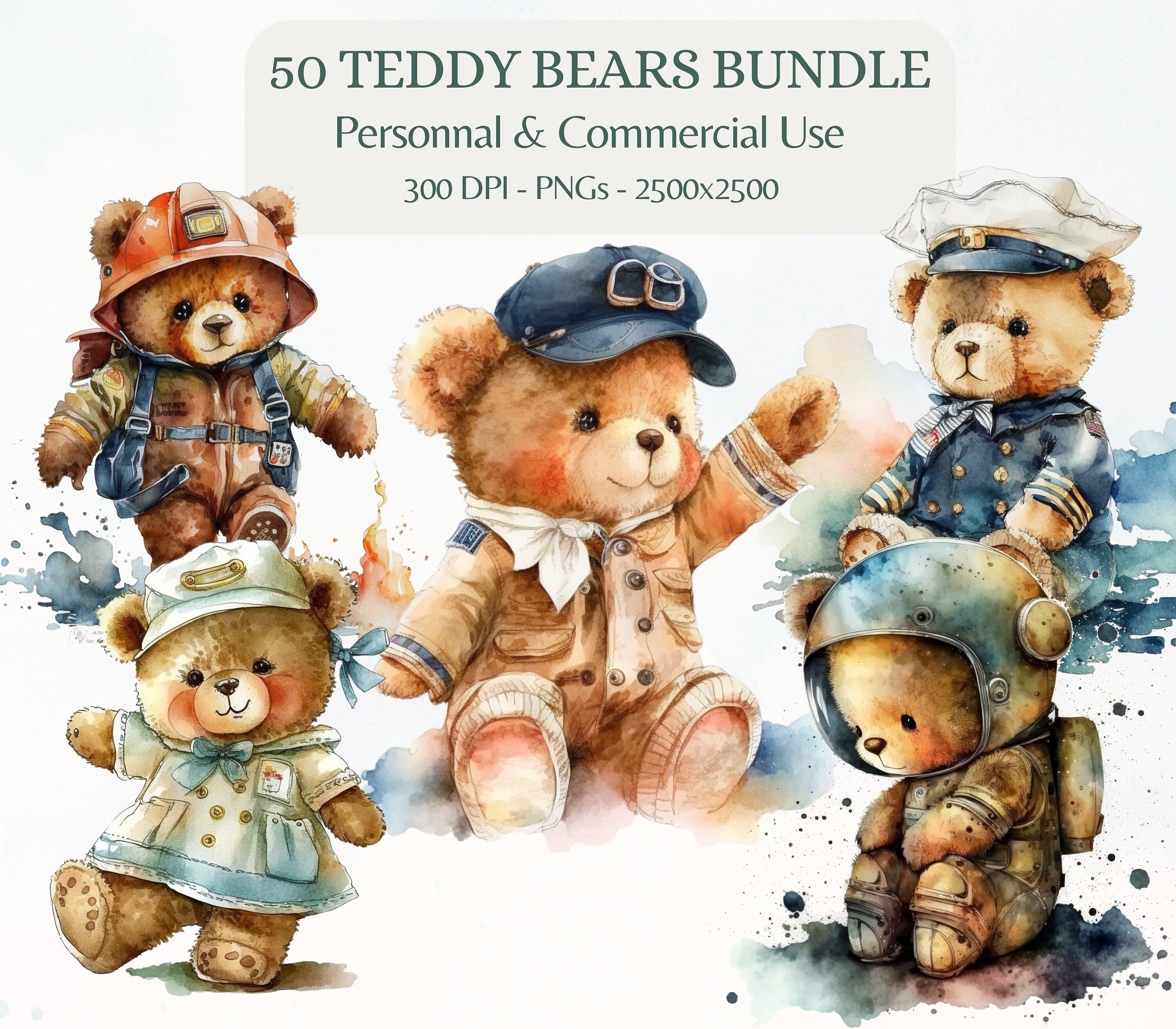 50 Teddy Bear Bundles Cute Teddy Clipart Holding Teddy Bear - Etsy