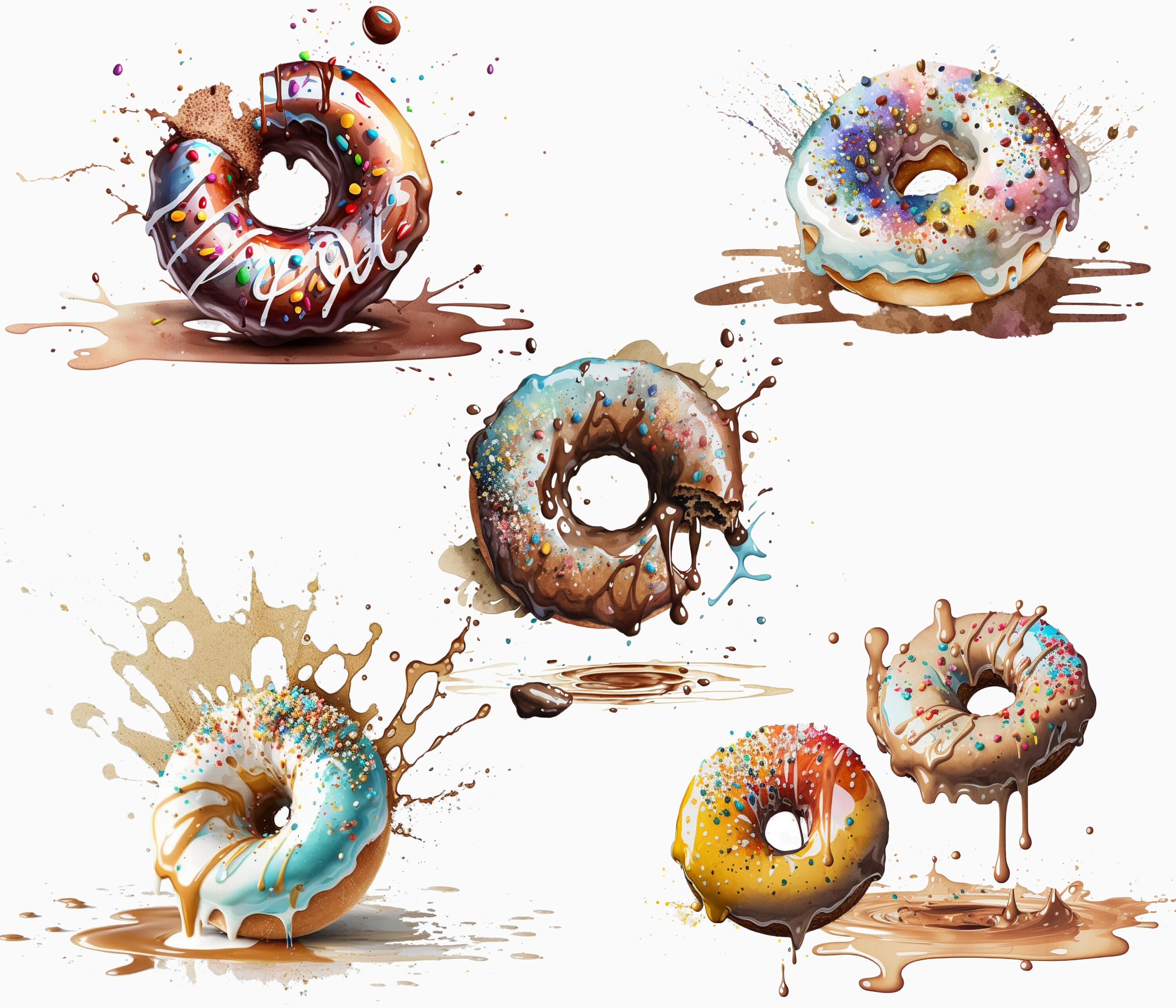 Donuts Clipart, Food Illustration Clipart Bundle, Cute Small Cake ...