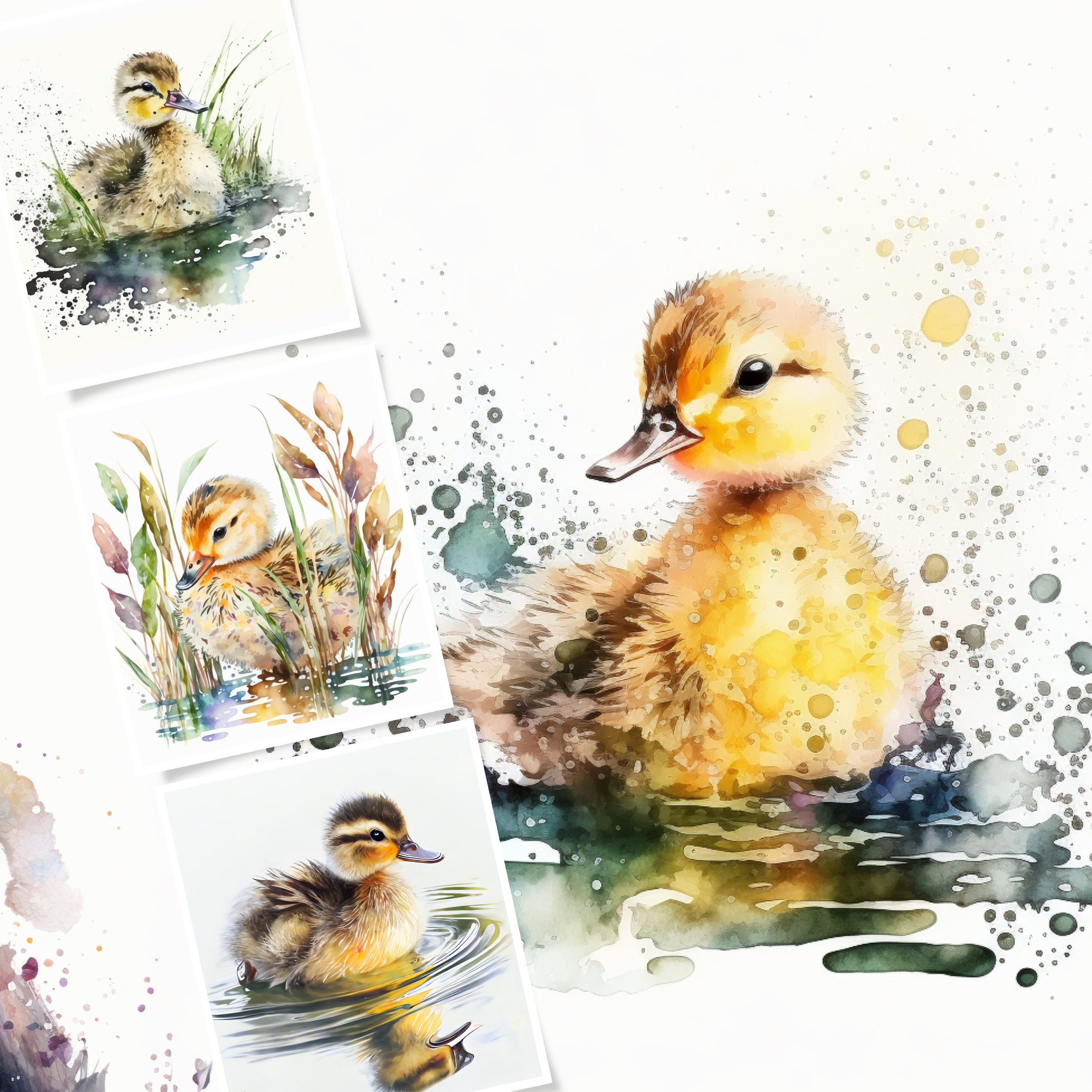 Cute Duckling Design Bundle, Spring Duckling Illustration Bundle, 8 ...
