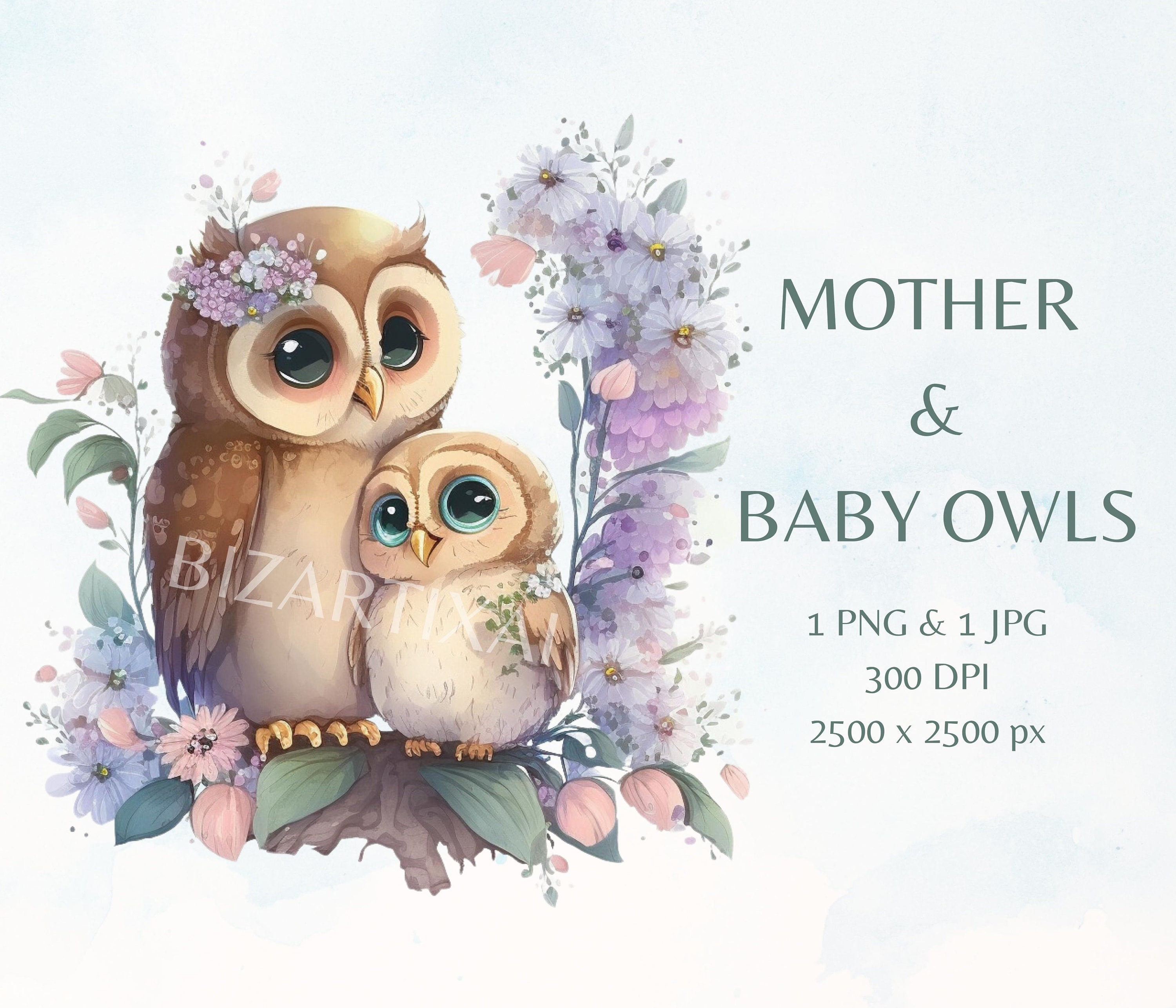 Mother And Baby Owl Clip Art