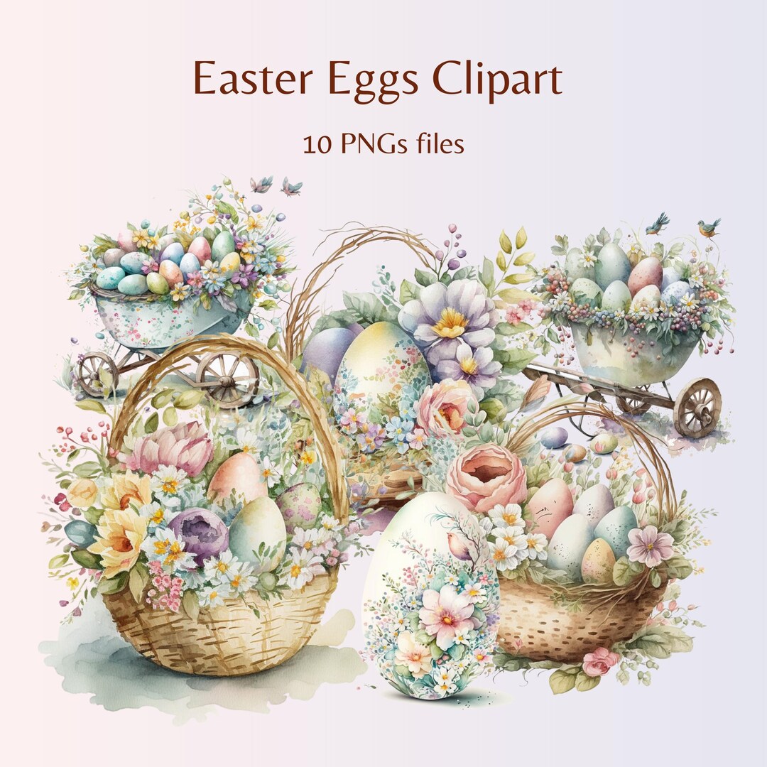 Watercolor Easter Egg Clipart Commercial Use 10 PNG Files - Etsy