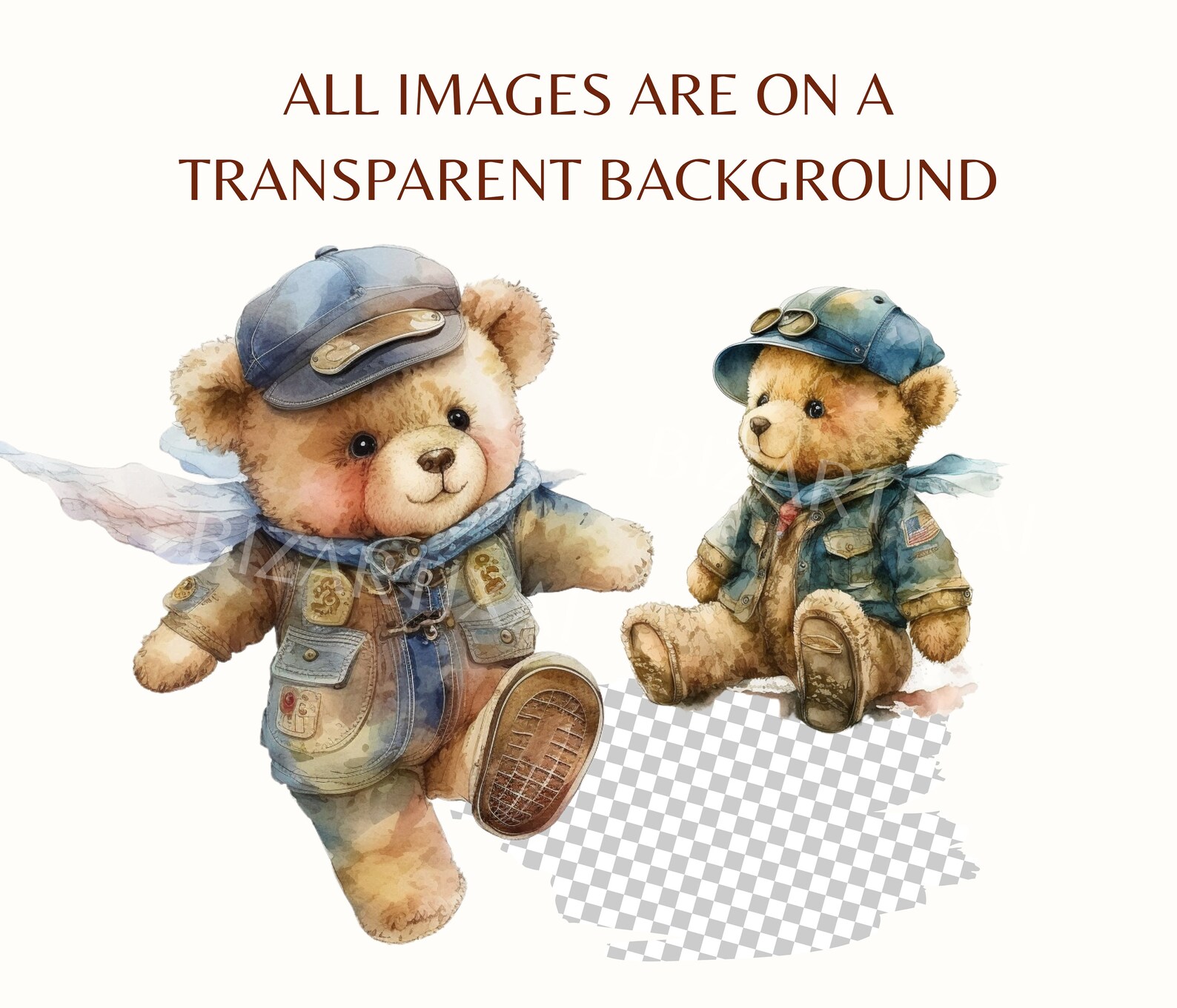 Pilot Teddy Bear Clipart Pack-teddy Bear Clipart-8 High - Etsy