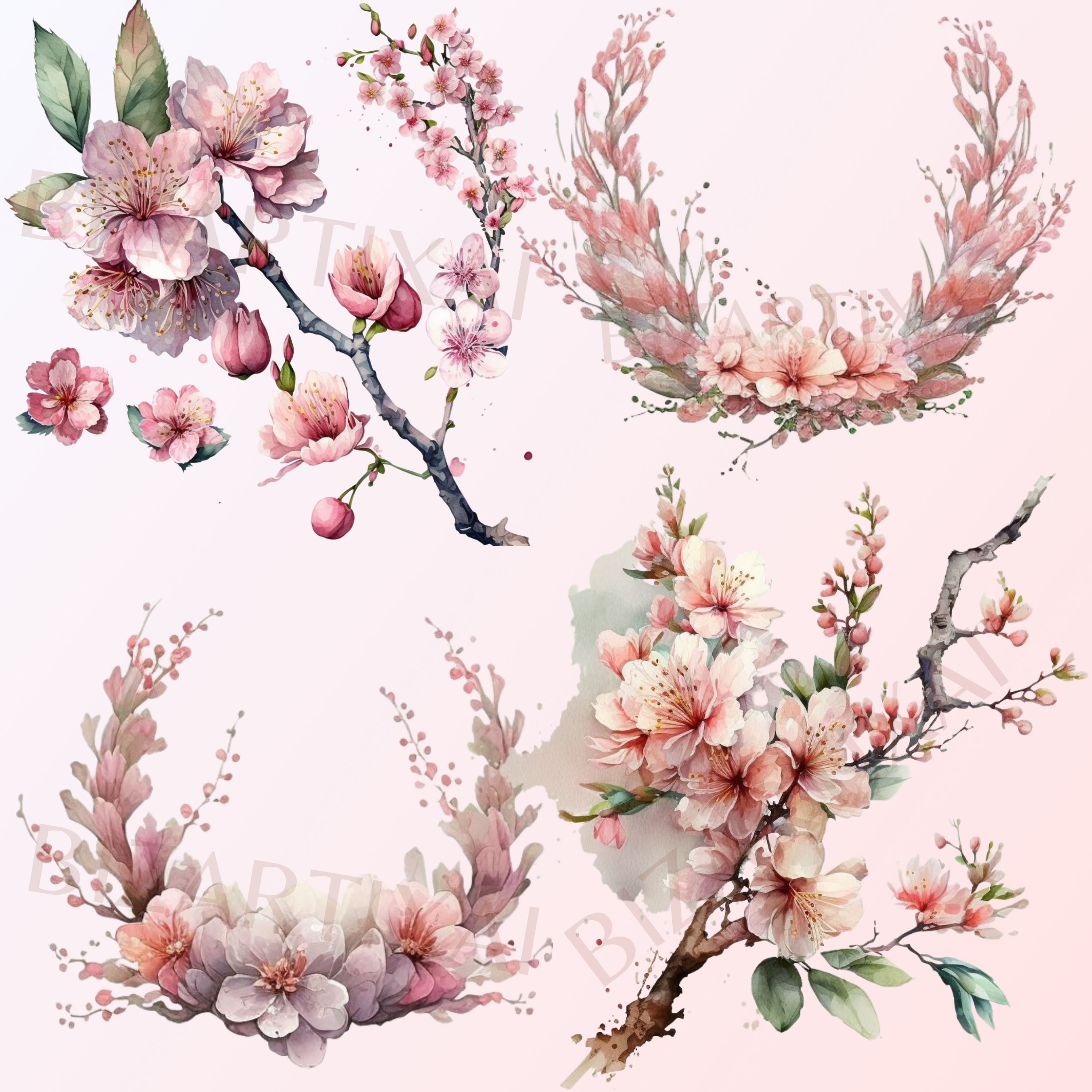 Cherry Blossom Clipart, Wedding Clipart, Spring and Summer Flowers ...