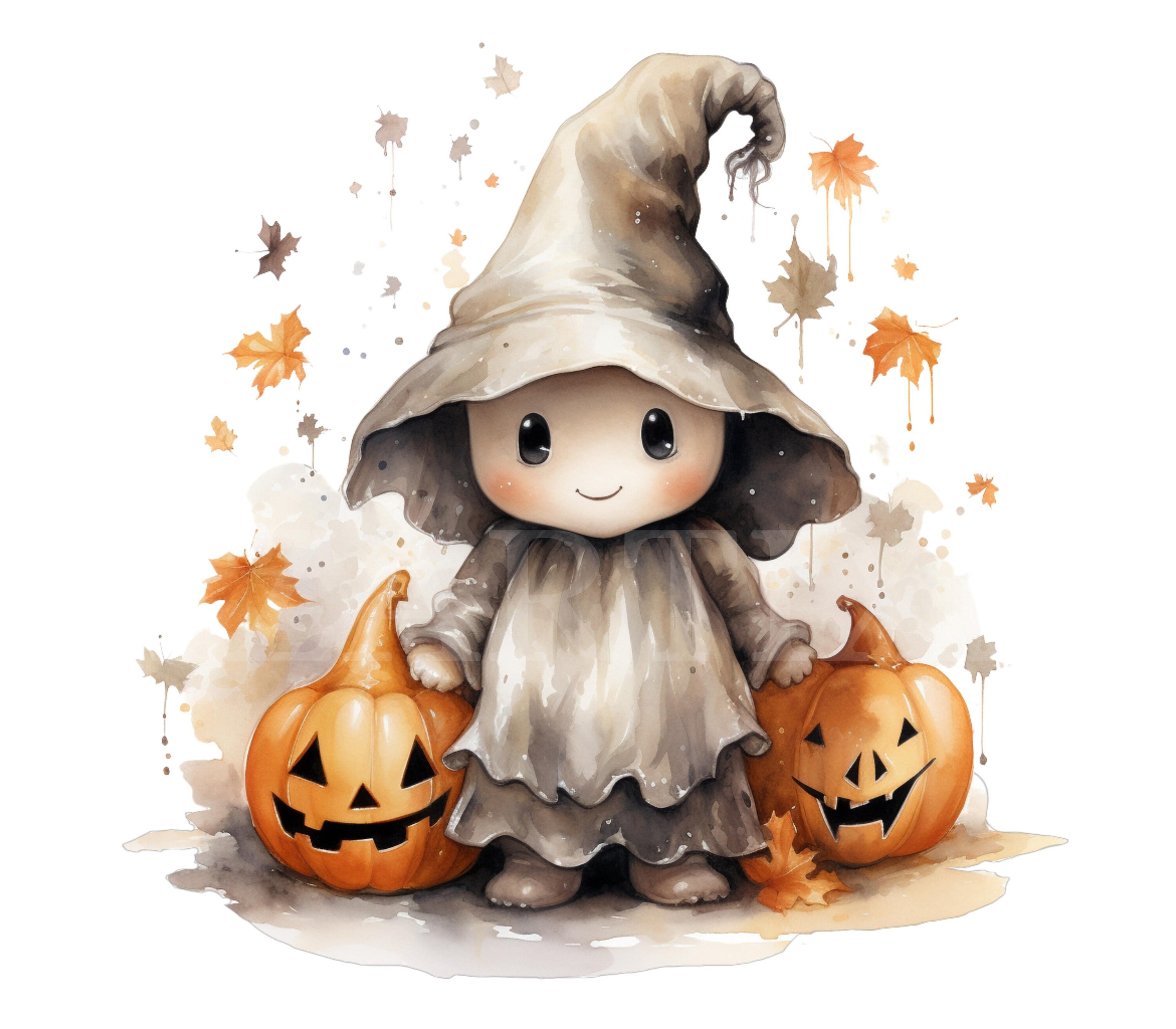 Watercolor Halloween Ghost Clipart Autumn and Fall Holiday Clipart 2 ...