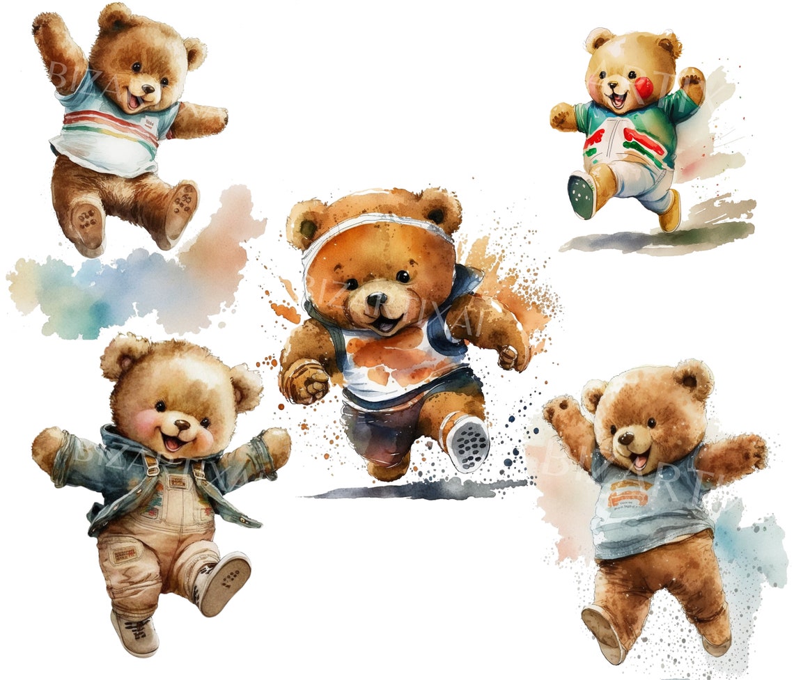 Athlete Teddy Clipart , 10 Teddy Bear PNG, Nursery Clipart , Teddy ...
