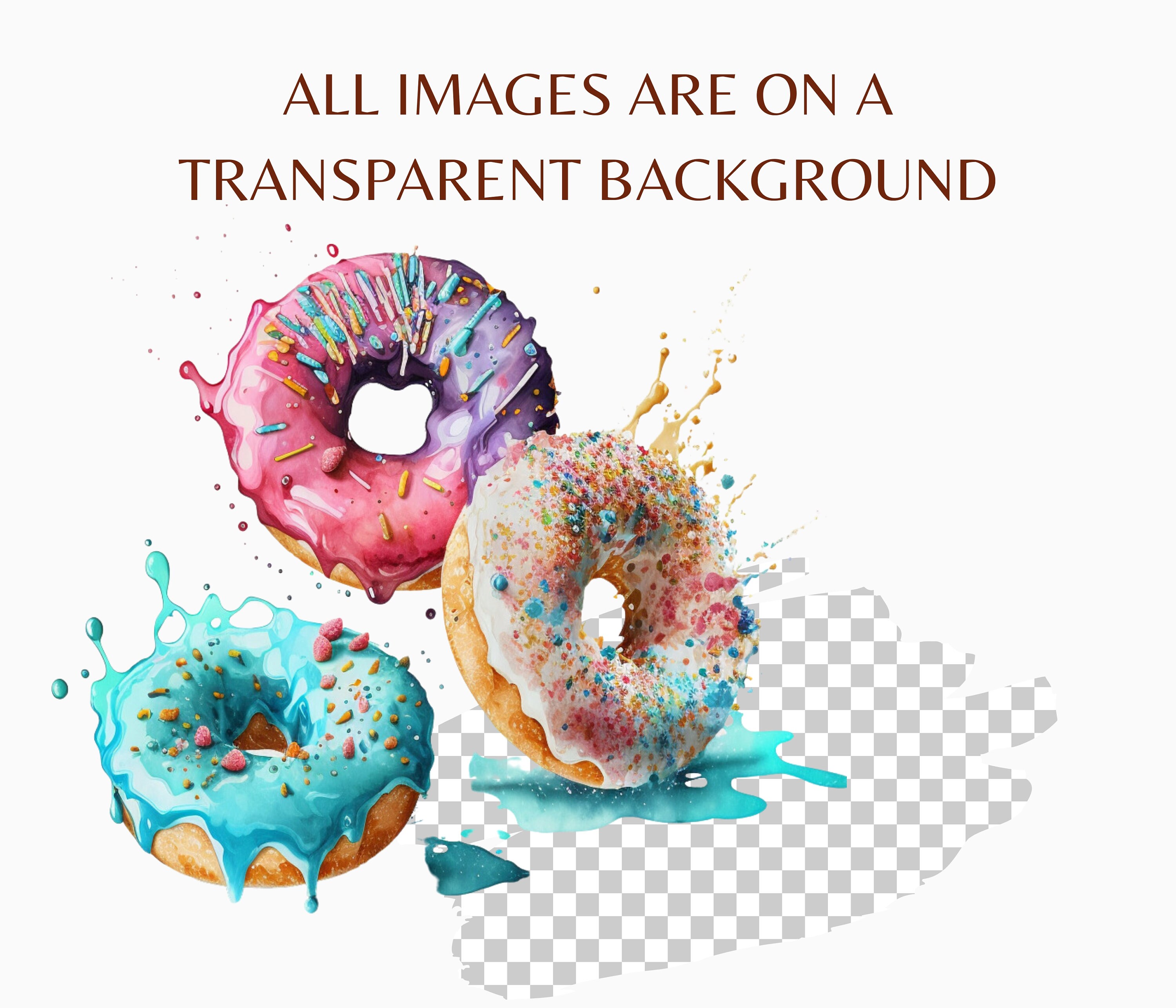 Donuts Clipart, Food Illustration Clipart Bundle, Cute Small Cake ...