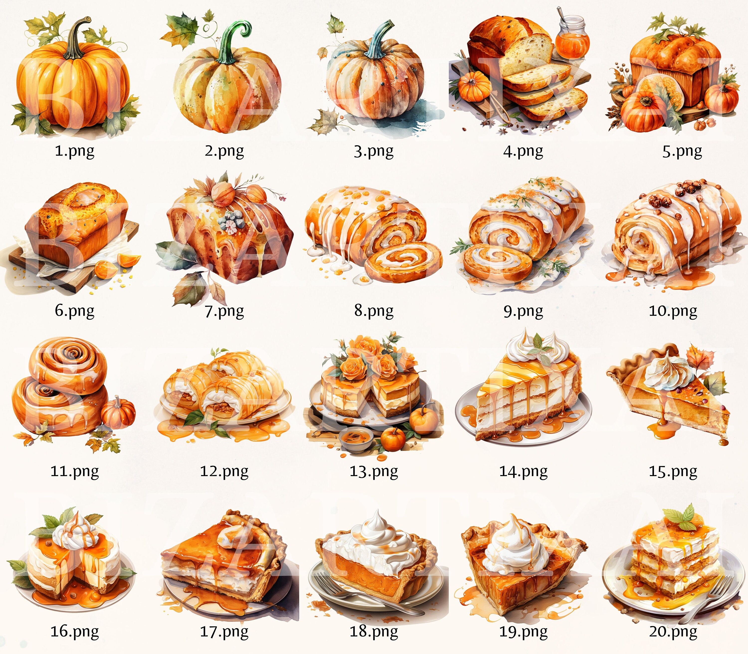 Watercolor Pumpkin Spice Clipart Autumn and Fall Holiday - Etsy