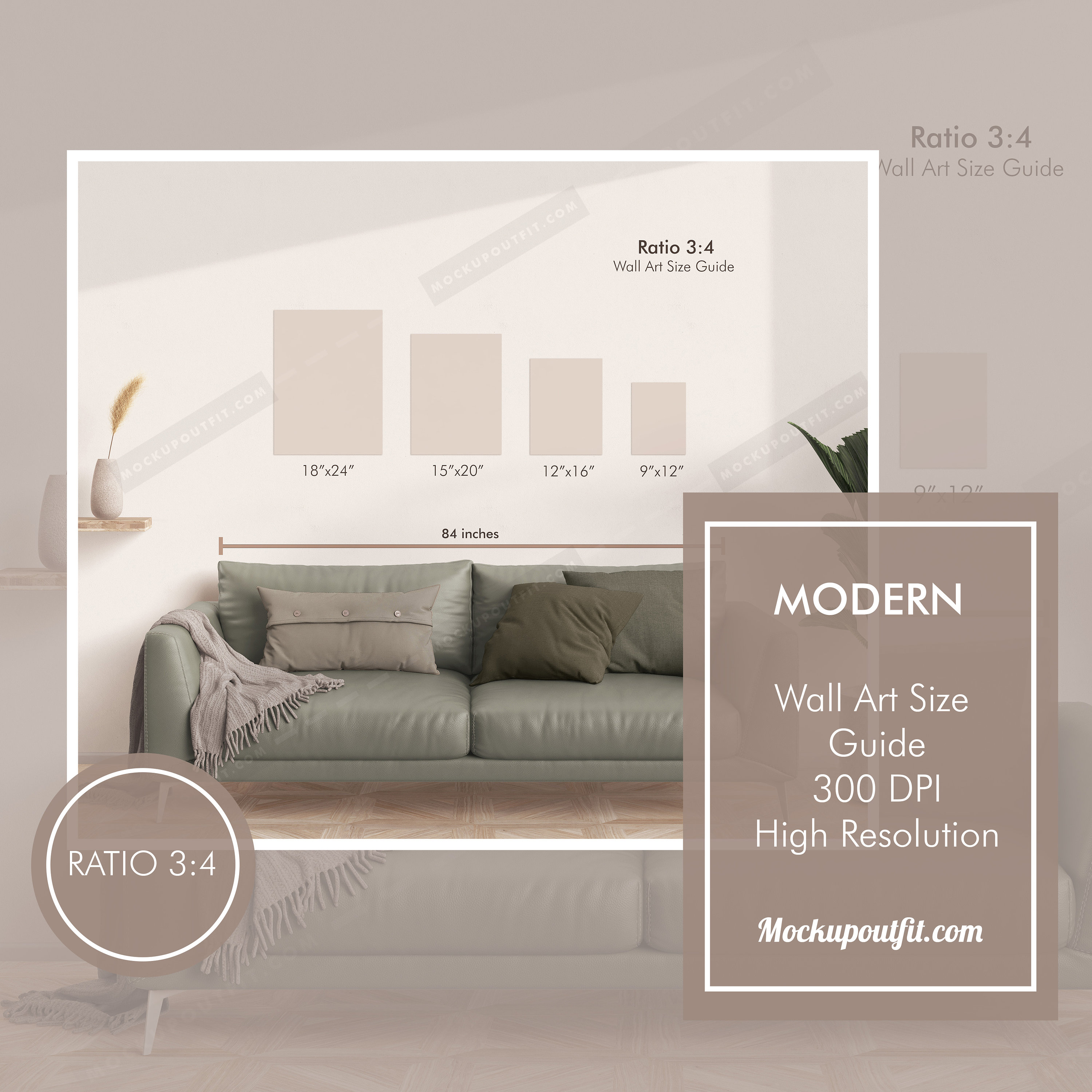 RATIO 3:4 Wall Art Size Guide, Wall Art Mock-up, Wall Art Guide, Wall ...