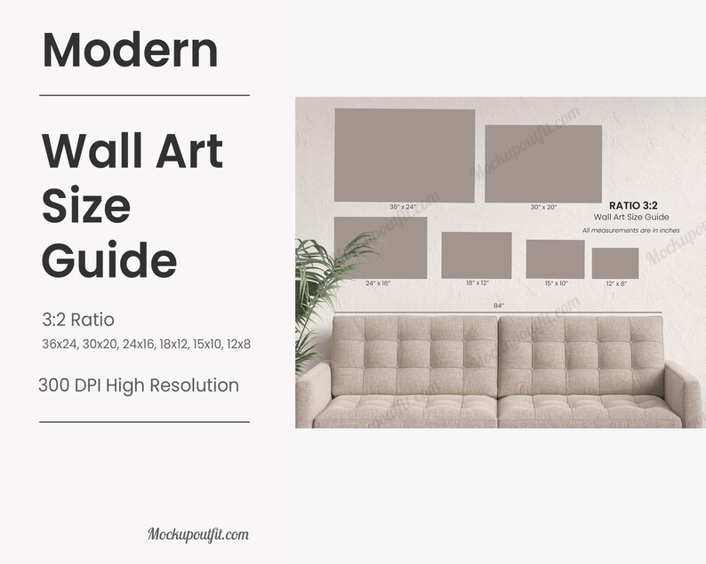 RATIO 3:2 Wall Art Size Guide, Wall Art Mock-up, Wall Art Guide, Wall ...