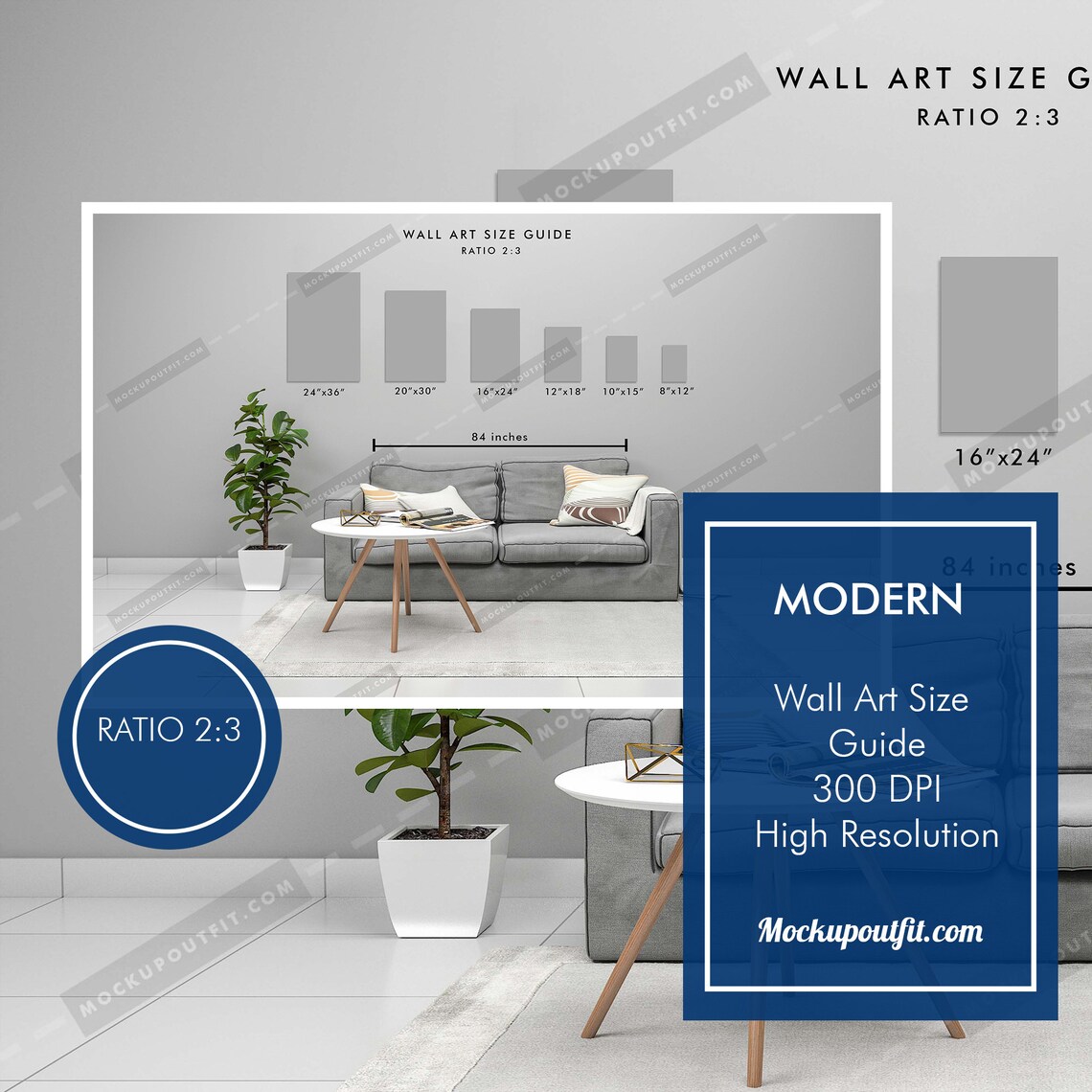 RATIO 2:3 Wall Art Size Guide, Wall Art Mock-up, Wall Art Guide, Wall ...
