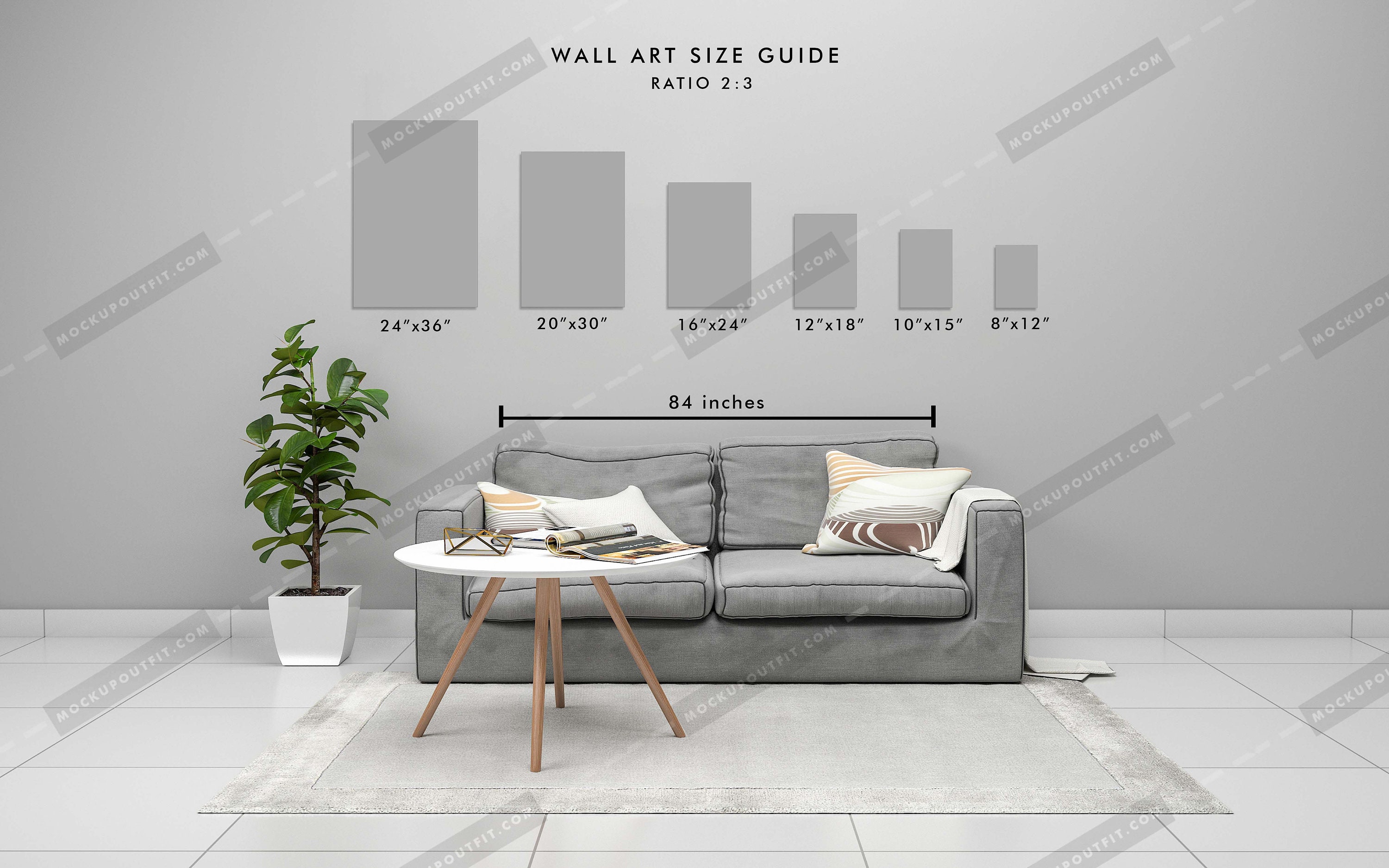 RATIO 2:3 Wall Art Size Guide, Wall Art Mock-up, Wall Art Guide, Wall ...