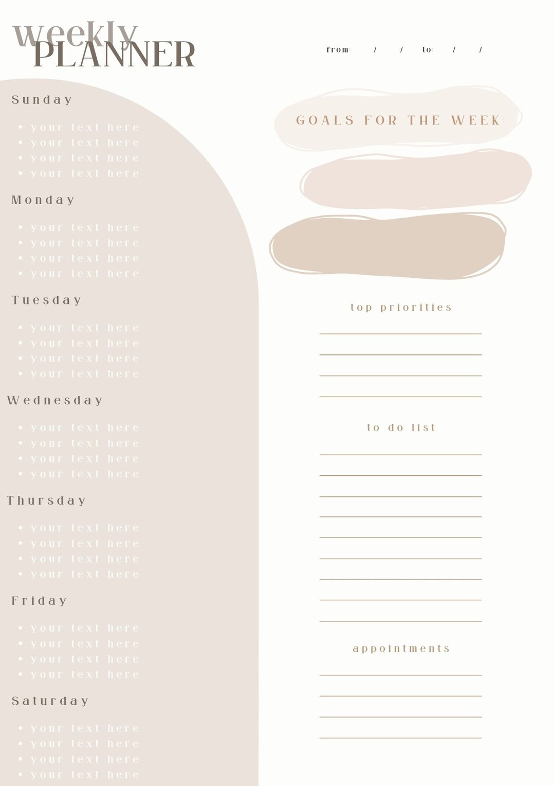 Weekly Planner, Planner, Weekly Schedule, Week of Planner, Plan Your ...