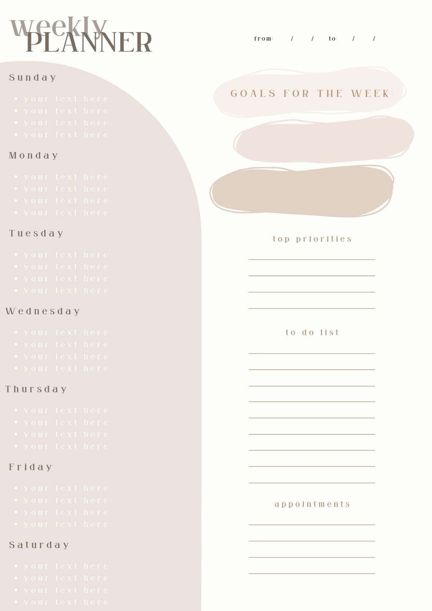 Weekly Planner, Planner, Weekly Schedule, Week of Planner, Plan Your ...