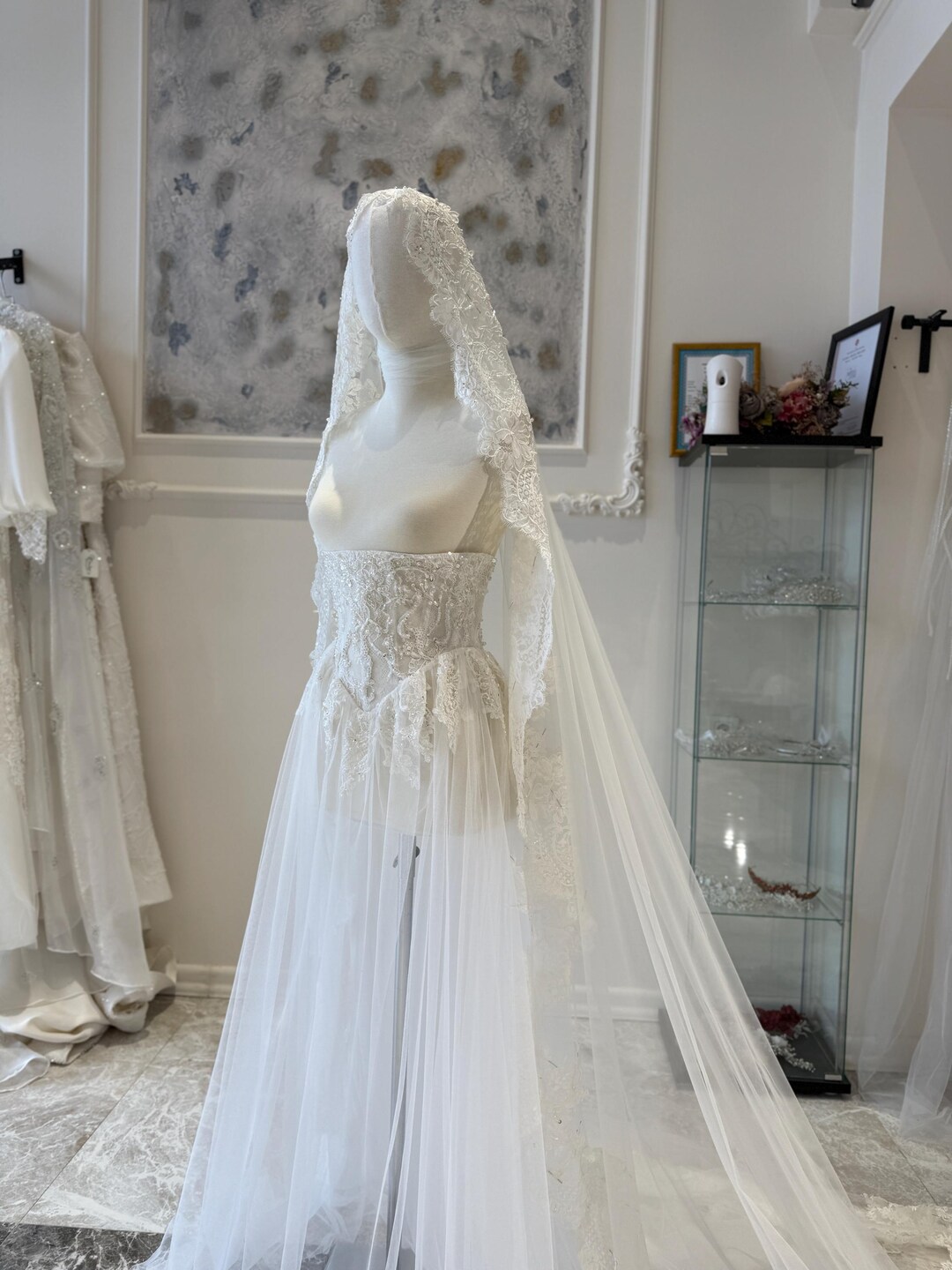 Handmade French Lace Cathedral Veil – Soft Tulle Bridal Veil for ...