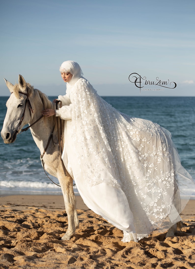 Magnificent Hijab Wedding Dress With Lace Nobility - Etsy