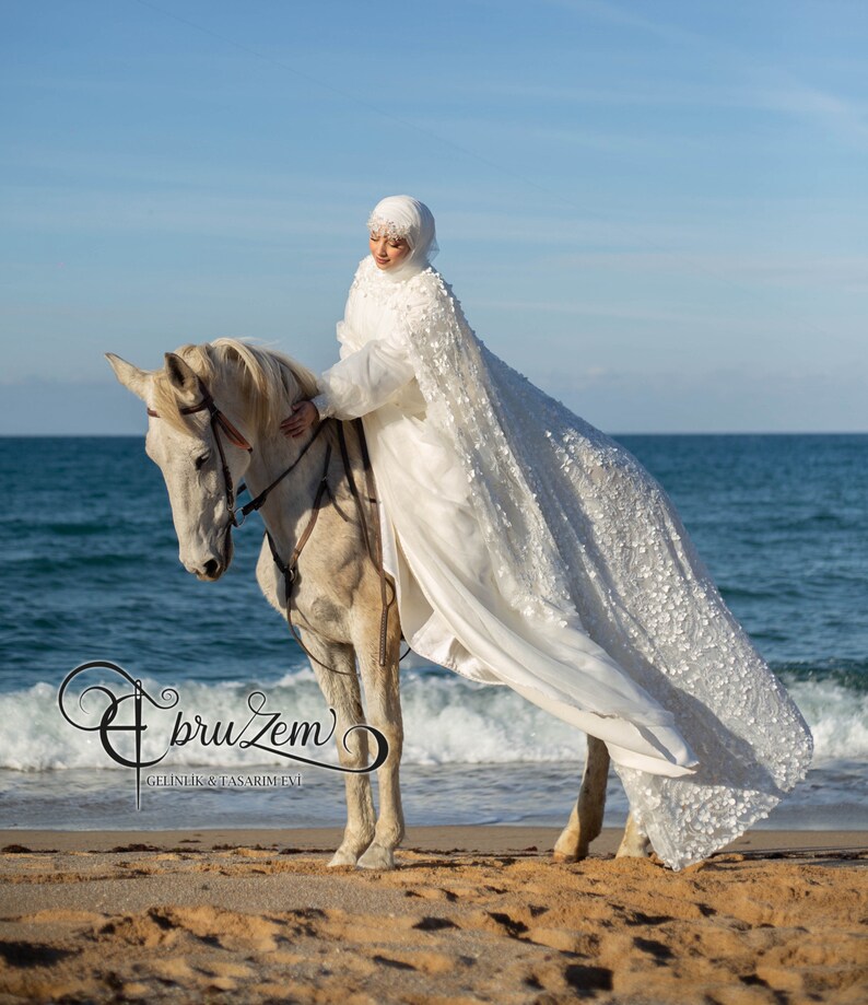 Magnificent Hijab Wedding Dress With Lace Nobility - Etsy