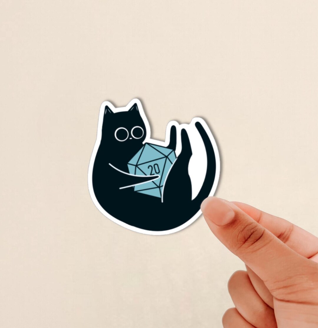 Cat 20, Cat D20 Sticker, Cat Sticker, Nat 20 Sticker, Dnd Sticker, Cute ...