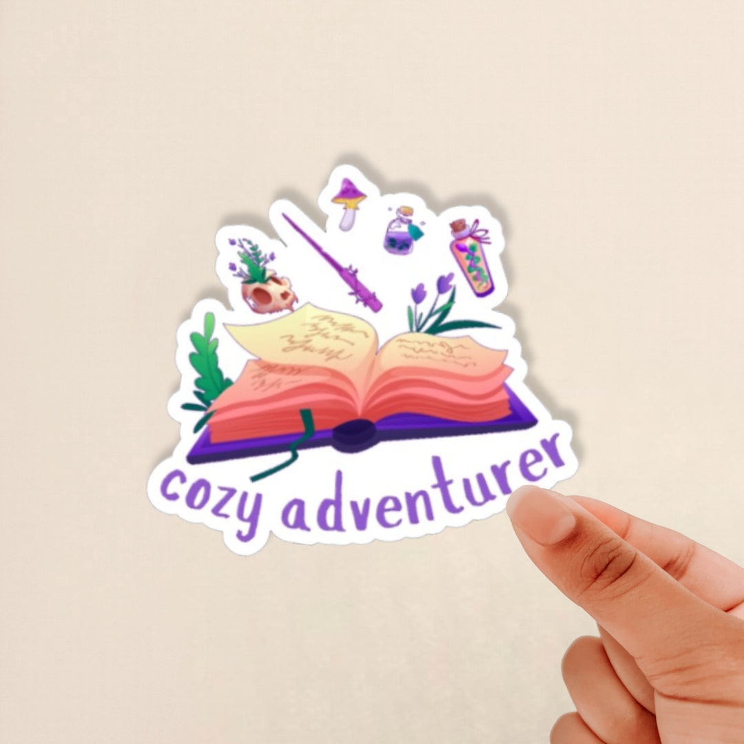 Cozy Adventurer Reading Sticker, Bookworm Sticker, Booklover Sticker ...