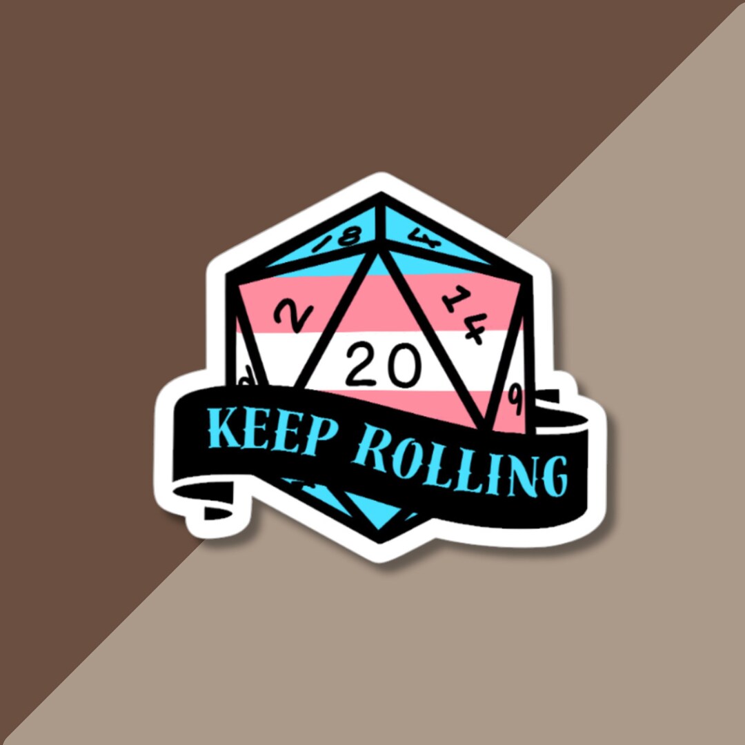 Trans Flag D20 Sticker D20 Sticker Dnd Sticker Gift for Dnd - Etsy