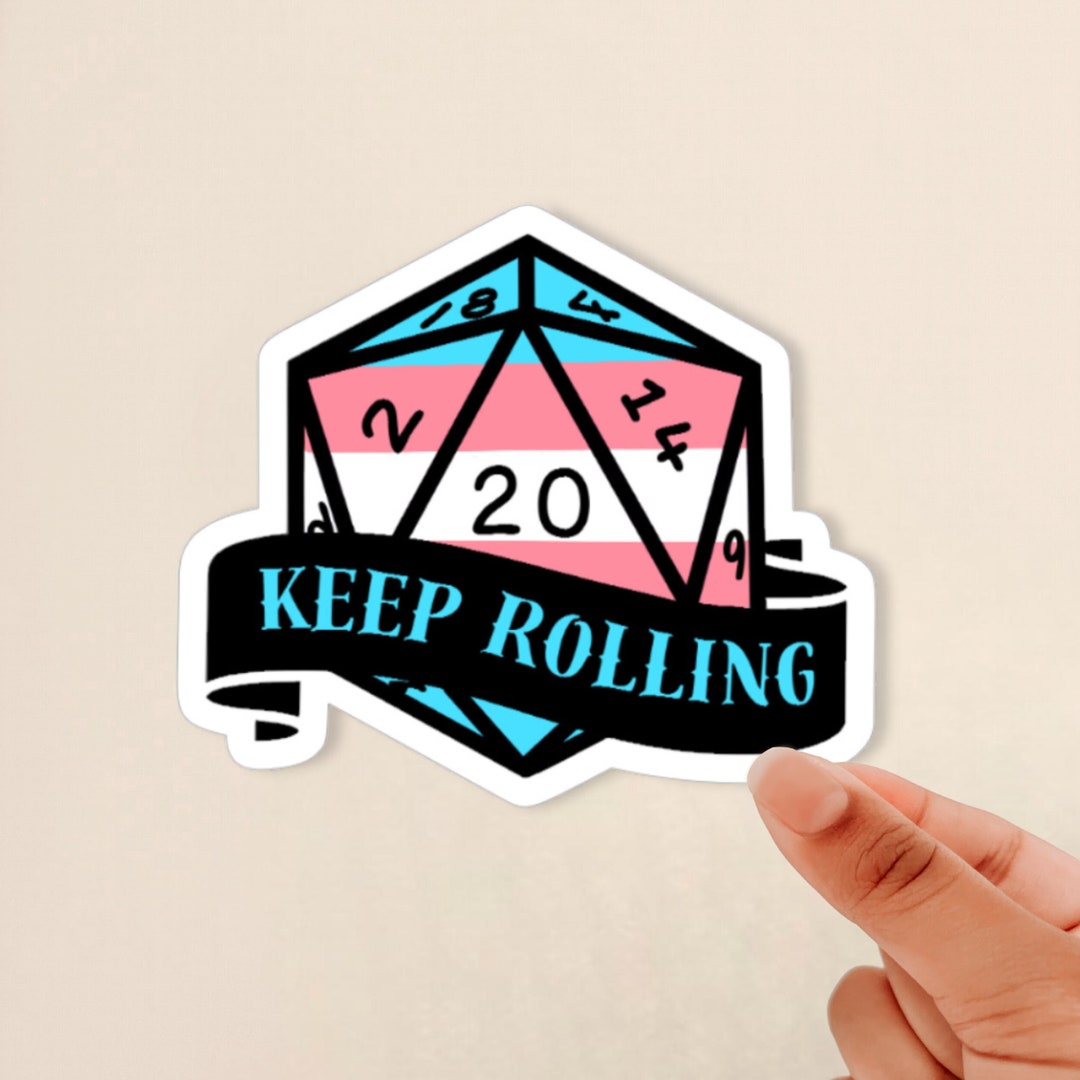 Trans Flag D20 Sticker, D20 Sticker, Dnd Sticker, Gift for Dnd Players ...