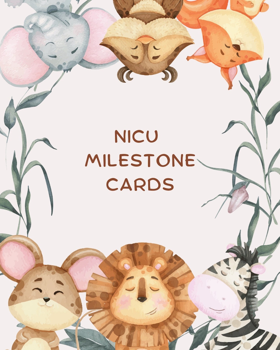 Animal Theme NICU Milestone Cards. Digital Download! NICU Nurse, NICU ...