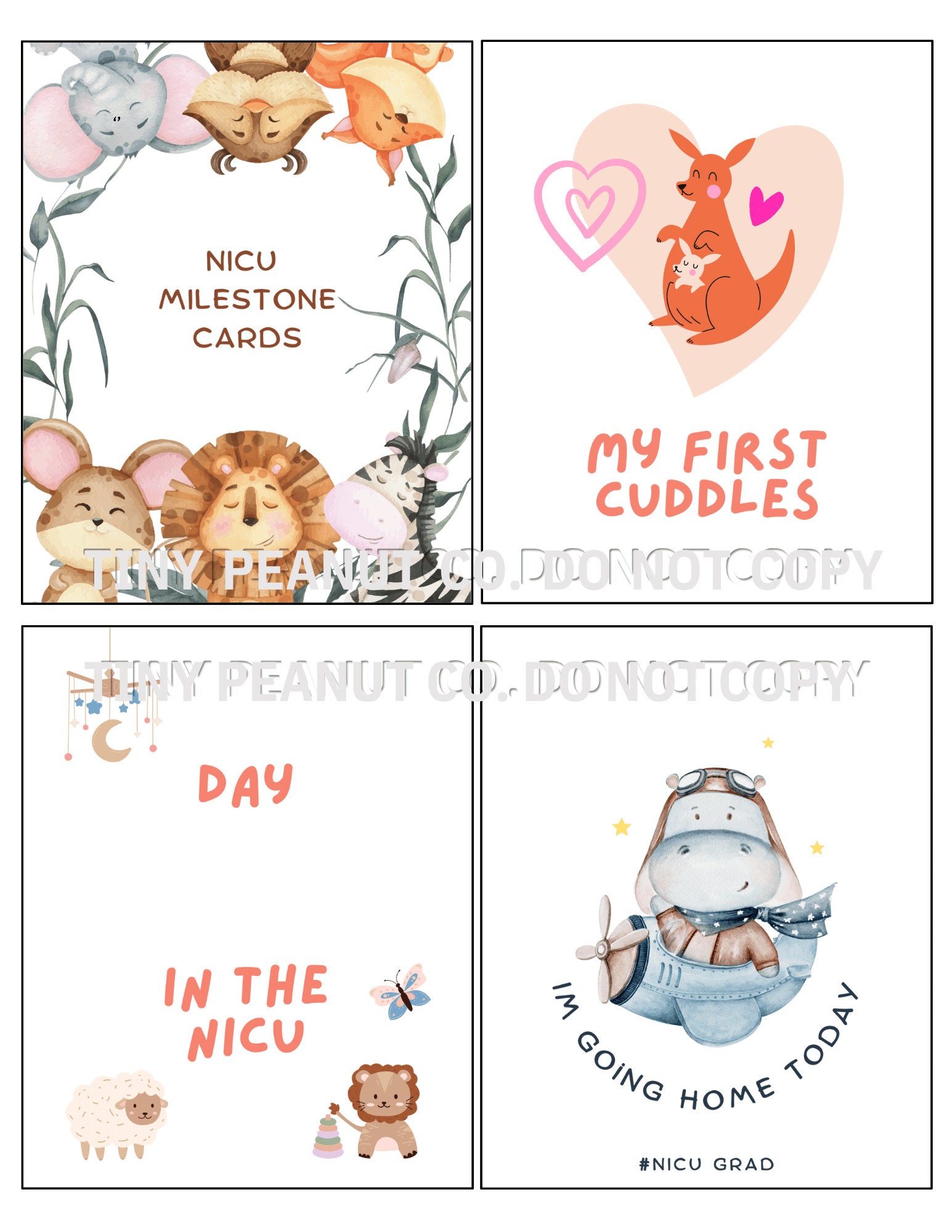 Animal Theme NICU Milestone Cards. Digital Download! NICU Nurse, NICU ...