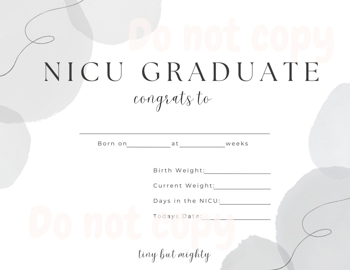 NICU Graduation Certificate,nicu Nurse, NICU Mom, Nicu Mom, Nicu ...