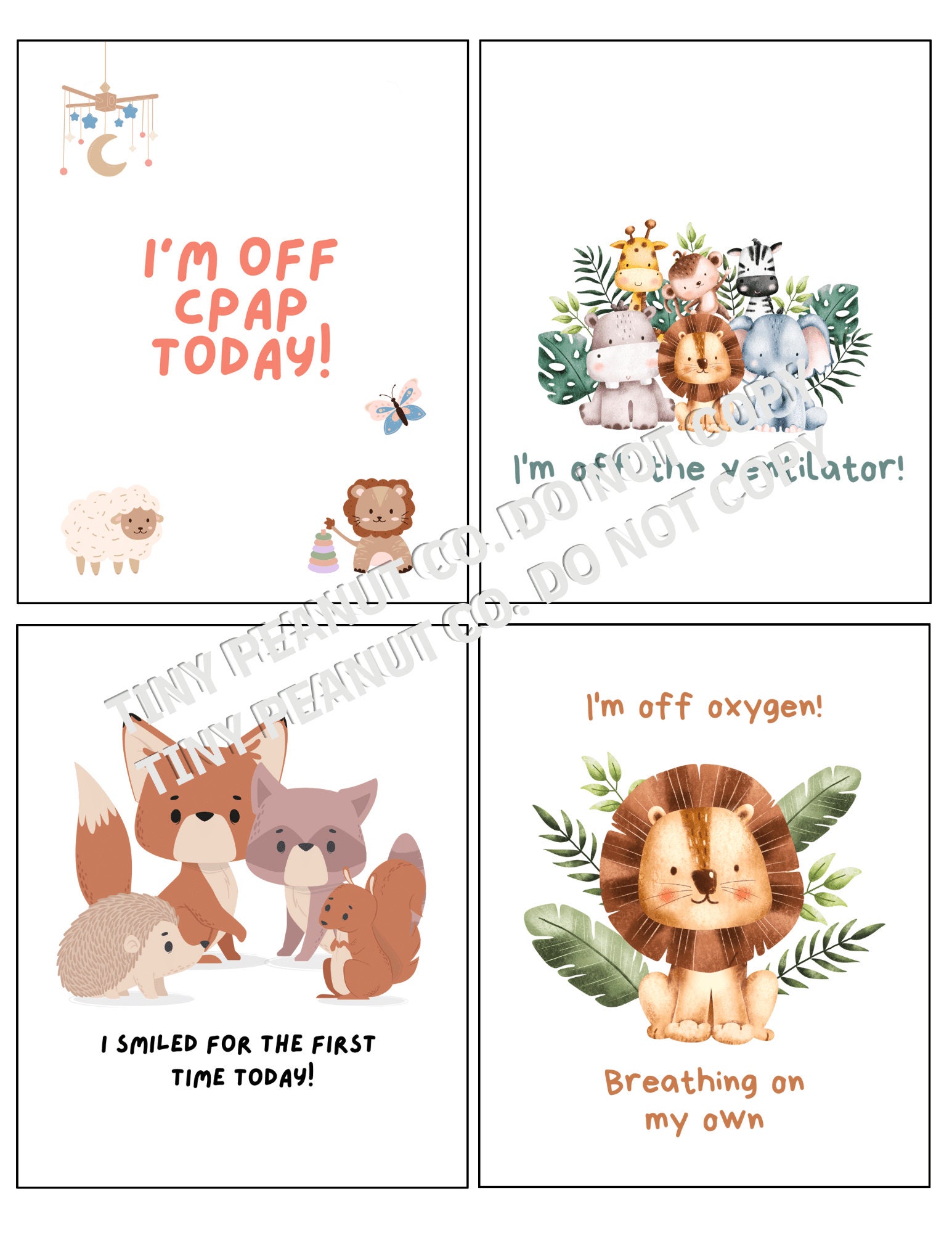 Animal Theme NICU Milestone Cards. Digital Download! NICU Nurse, NICU ...