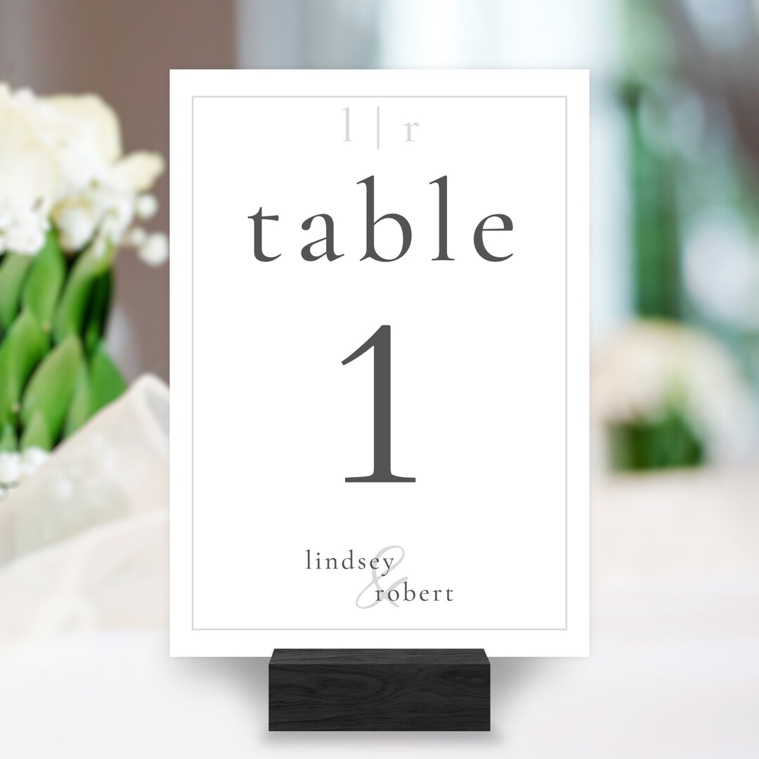 Classic Wedding Table Number, Printable, Table Card Template ...