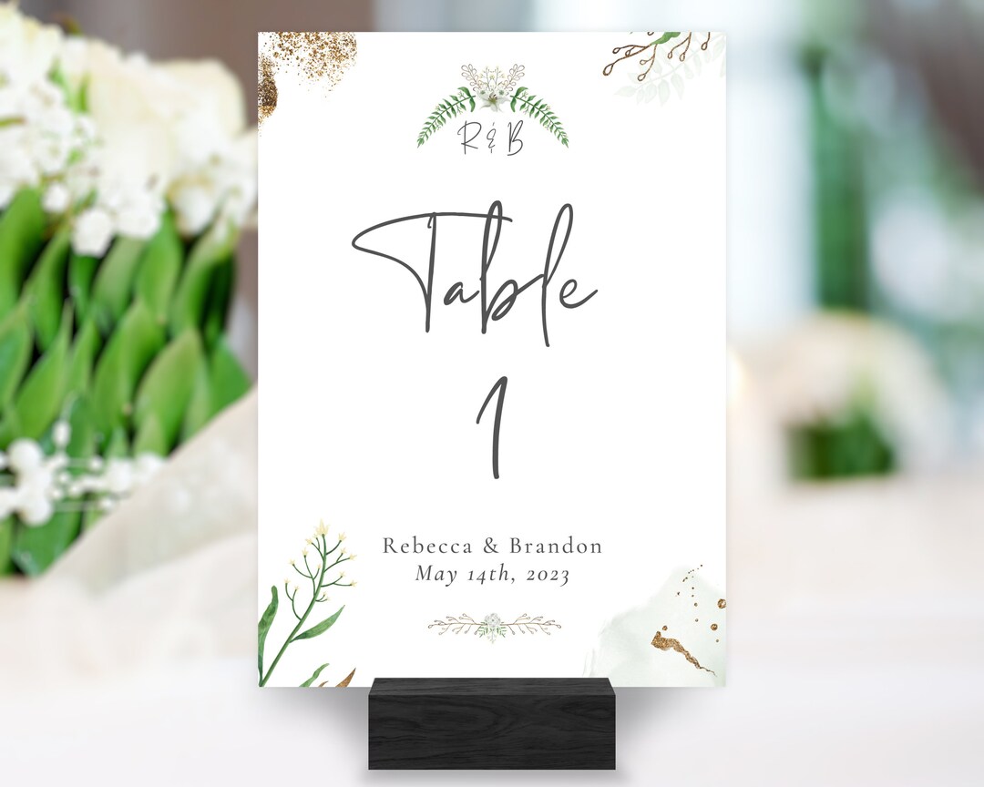 Floral Wedding Table Number, Printable, Table Card Template - Editable - 3 Sizes: 5x7, 4x6, 3x5 ...