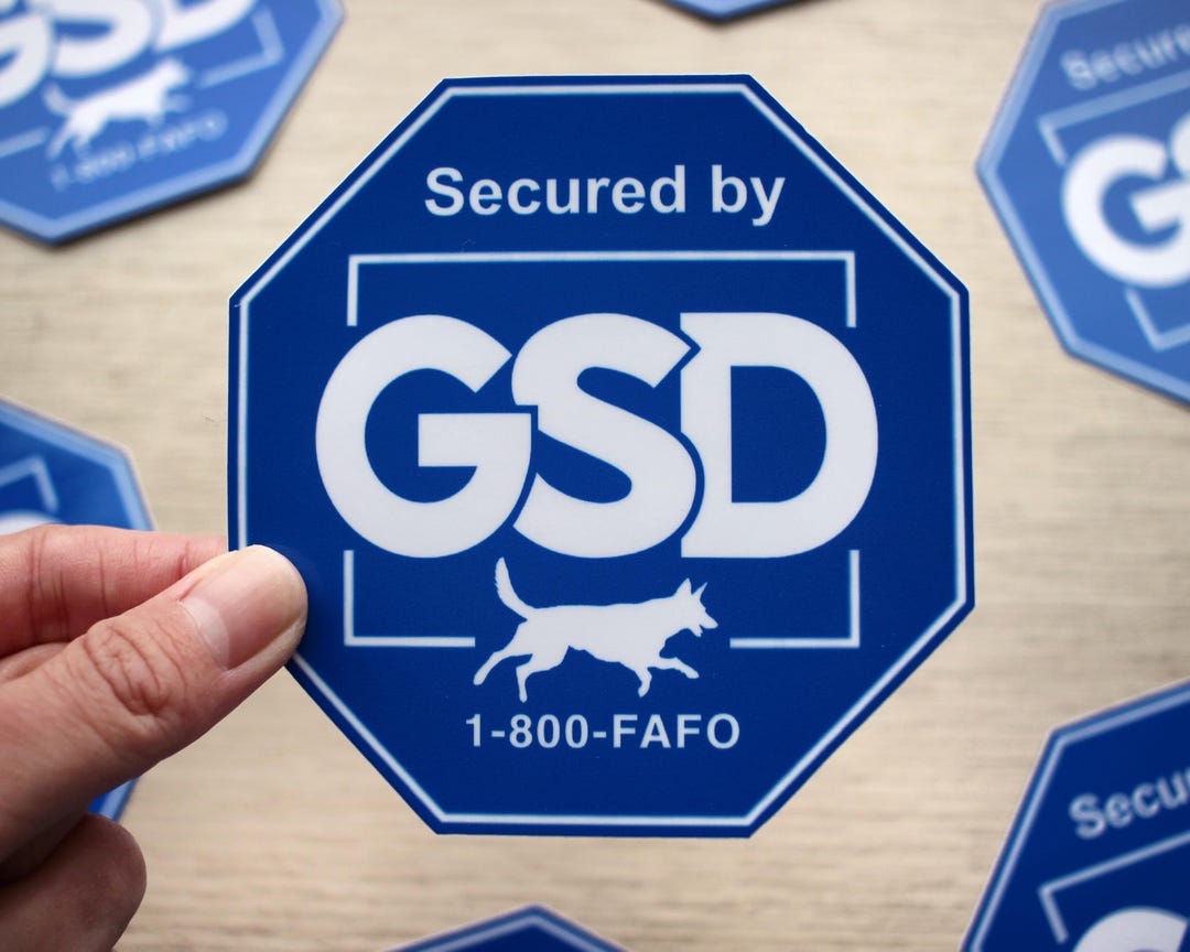 Secured by GSD Sticker: German Shepherd Security Weatherproof Vinyl ...