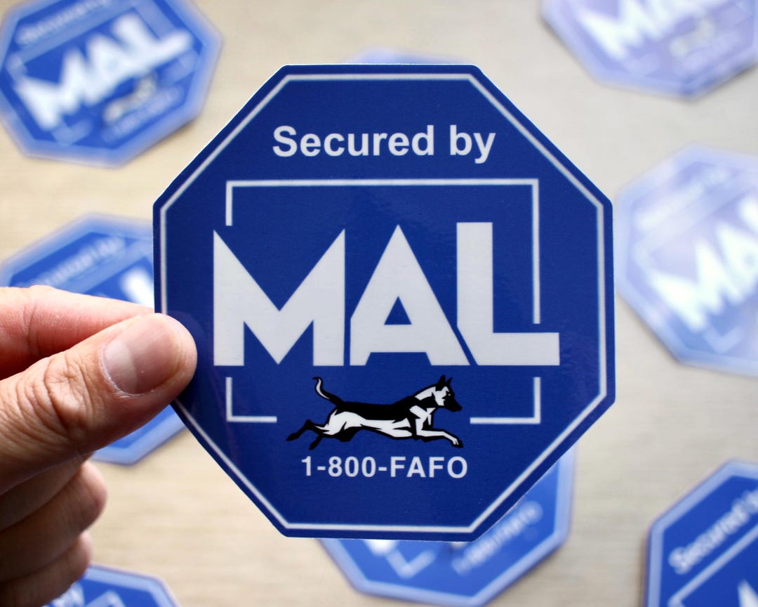 Secured by MAL Sticker: Belgian Malinois Security Weatherproof Vinyl ...