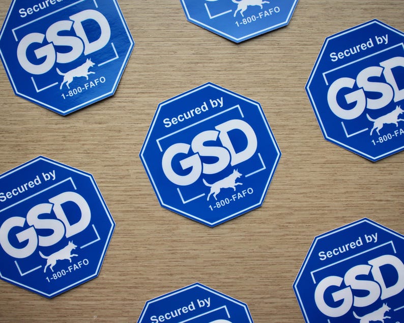 Secured by GSD Sticker German Shepherd Dog Security Car Window Decal ...