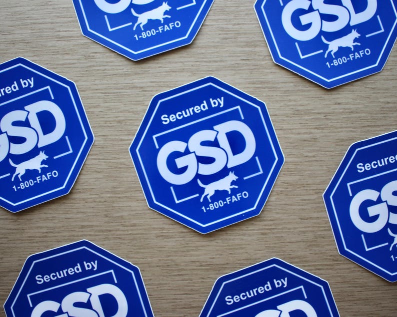 Secured by GSD Sticker: German Shepherd Security Weatherproof Vinyl ...