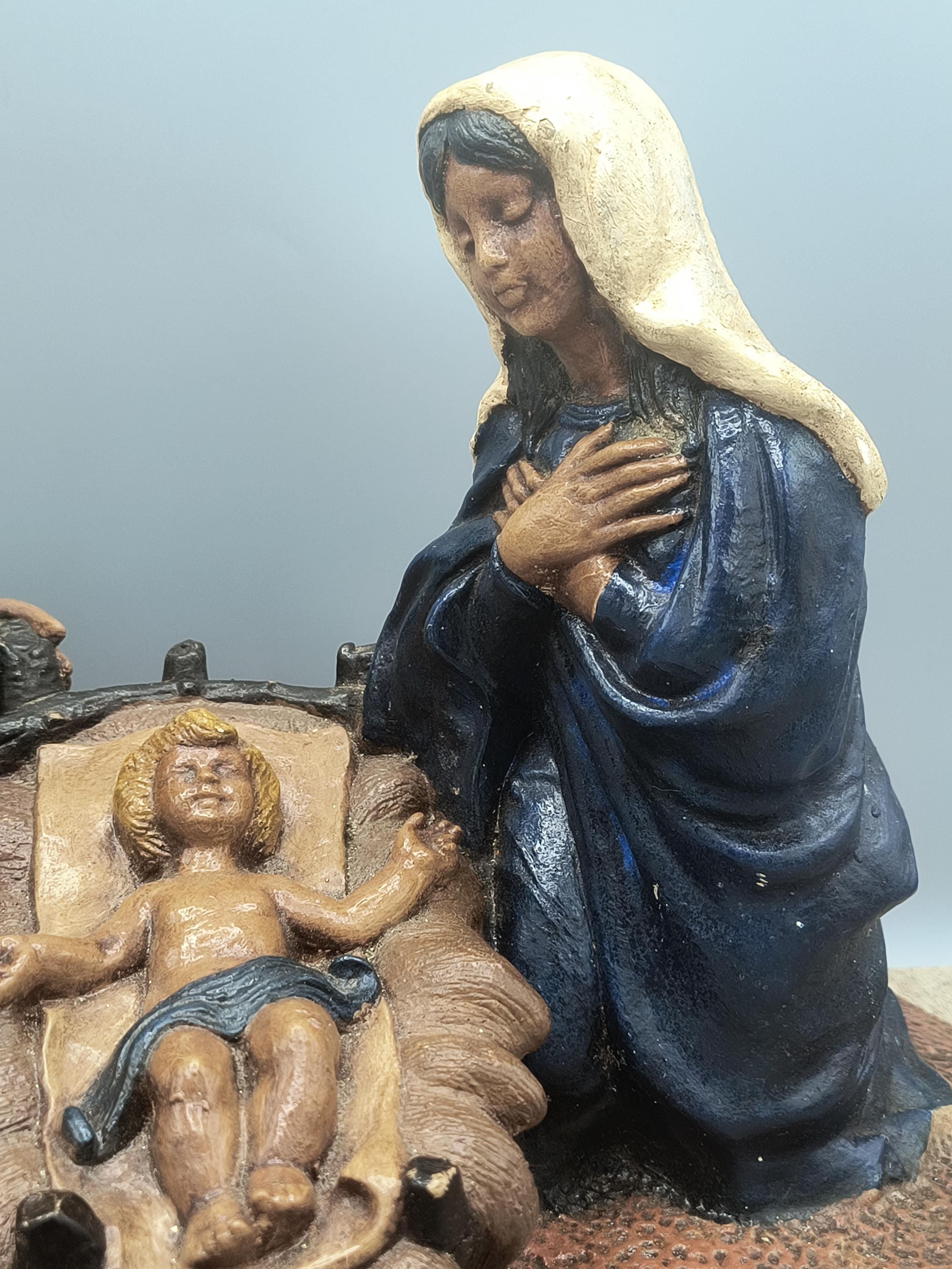 Vintage Plaster Joseph, Mother Mary and Baby Jesus Nativity Scene 12 ...